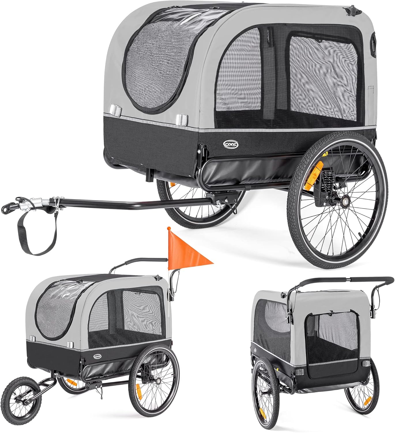 CXWXC Cykelvagn för hundar 2-i-1 cykelsläp och joggare hundvagn med ...