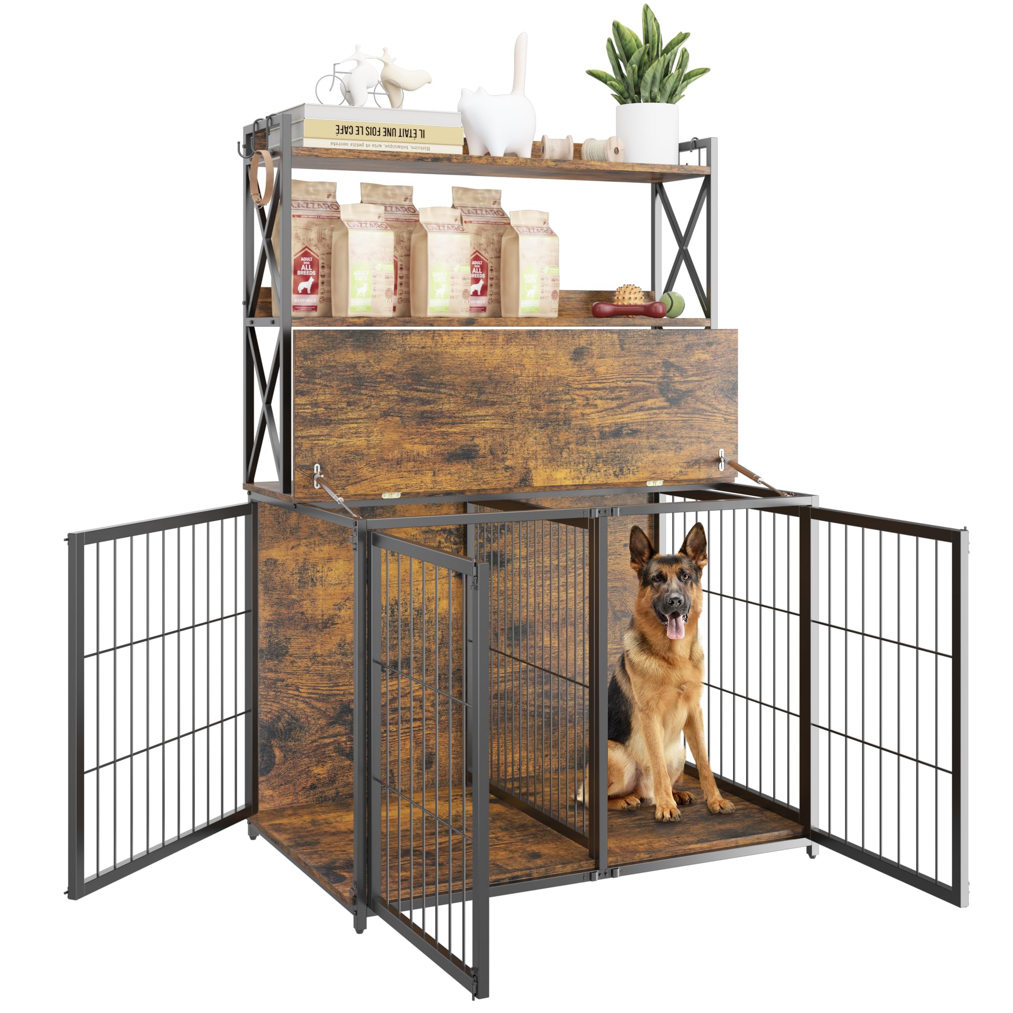 Amazon.com : GarveeLife 42.5 Inch Dog Crate Furniture with Shelves ...
