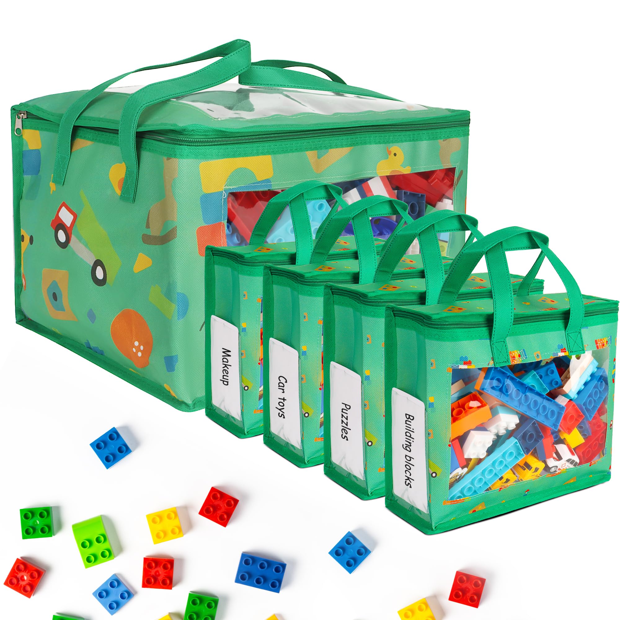 Amazon.com: 5 Pack Toy Storage Bags with Labels, Include 1 Pcs Extra ...