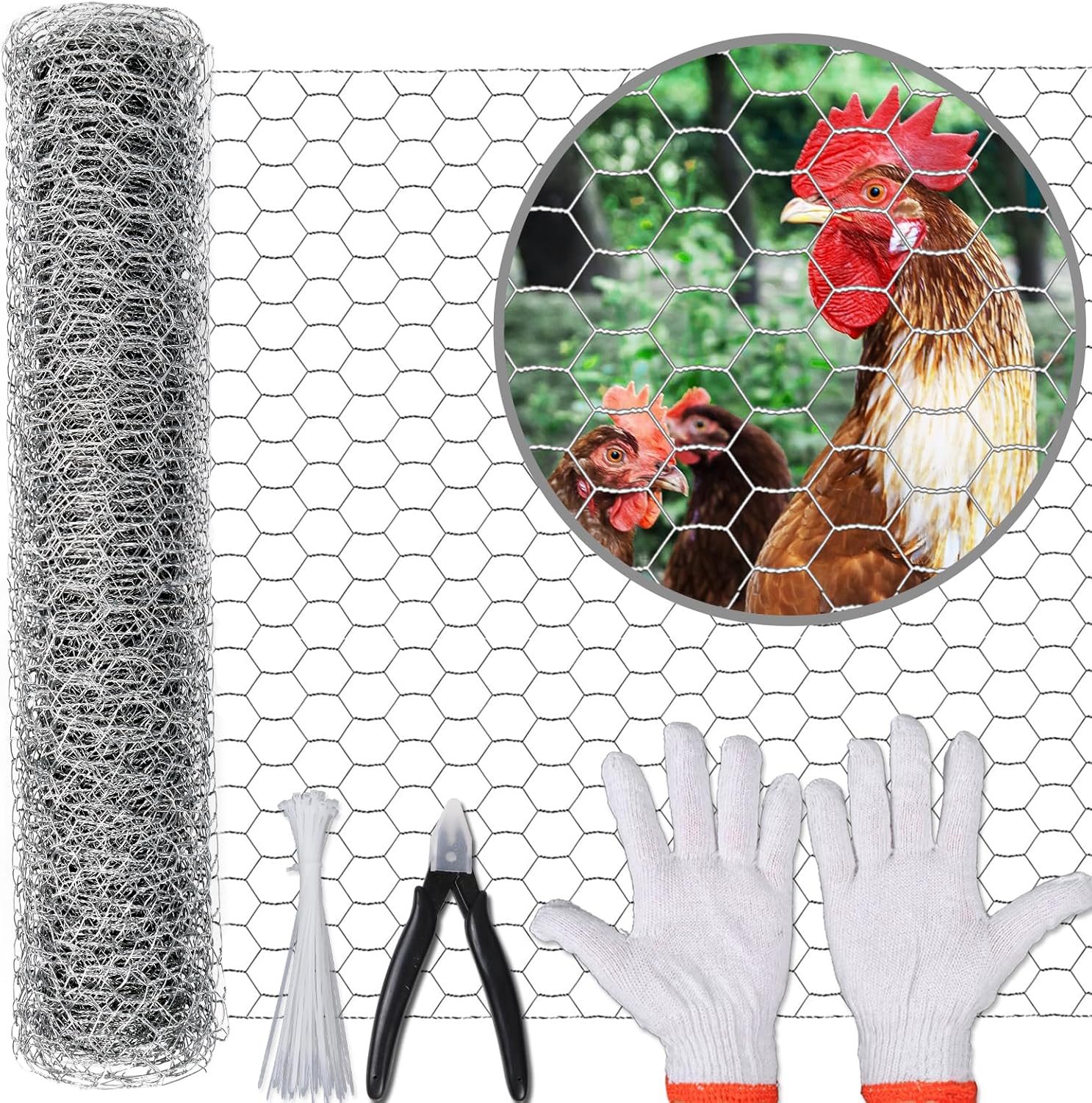 Amazon.com : Augltair Chicken Wire 15.7 in x 236 in Poultry Wire ...