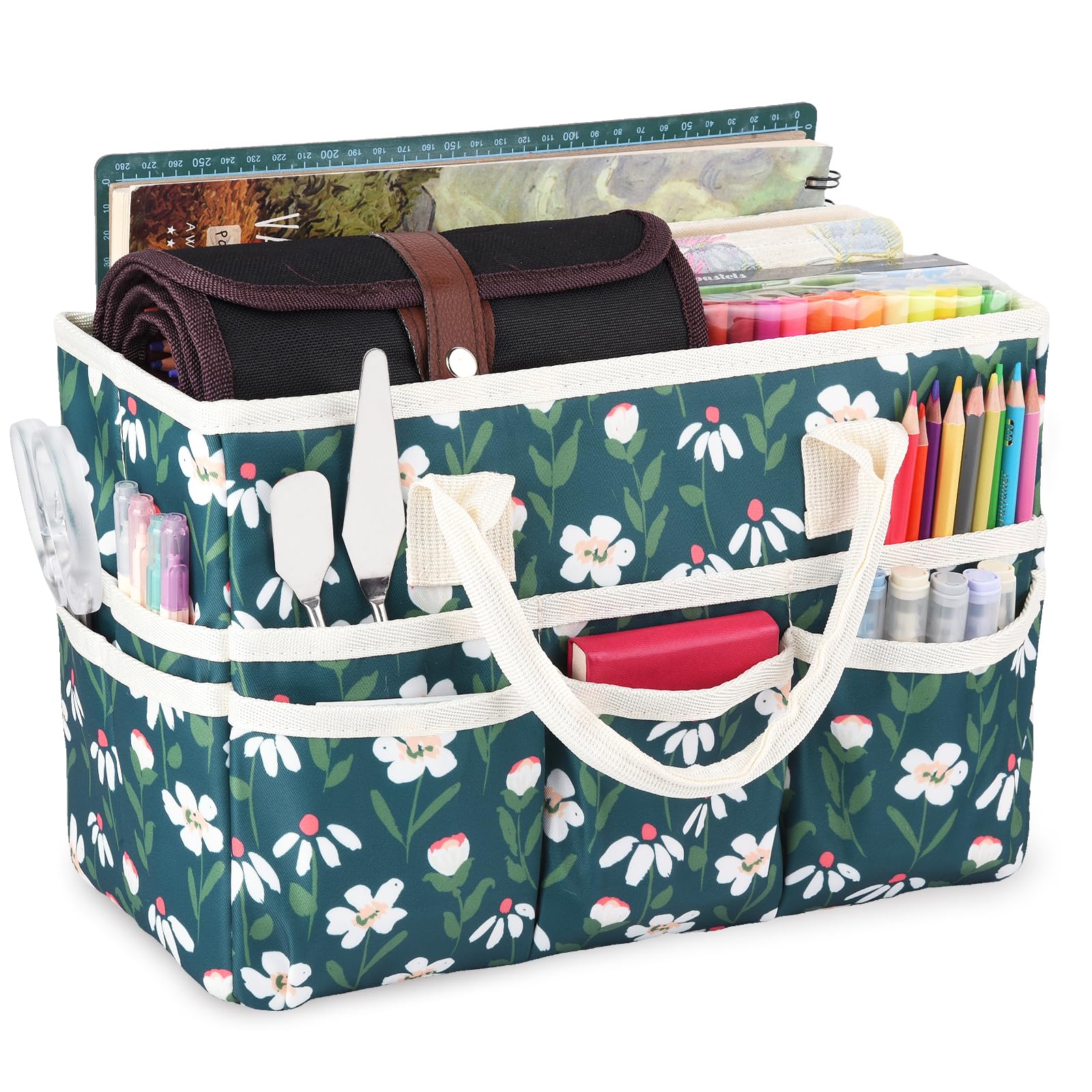 Amazon.com: qianshan Craft Organizer Tote Bag with Multiple Pockets ...