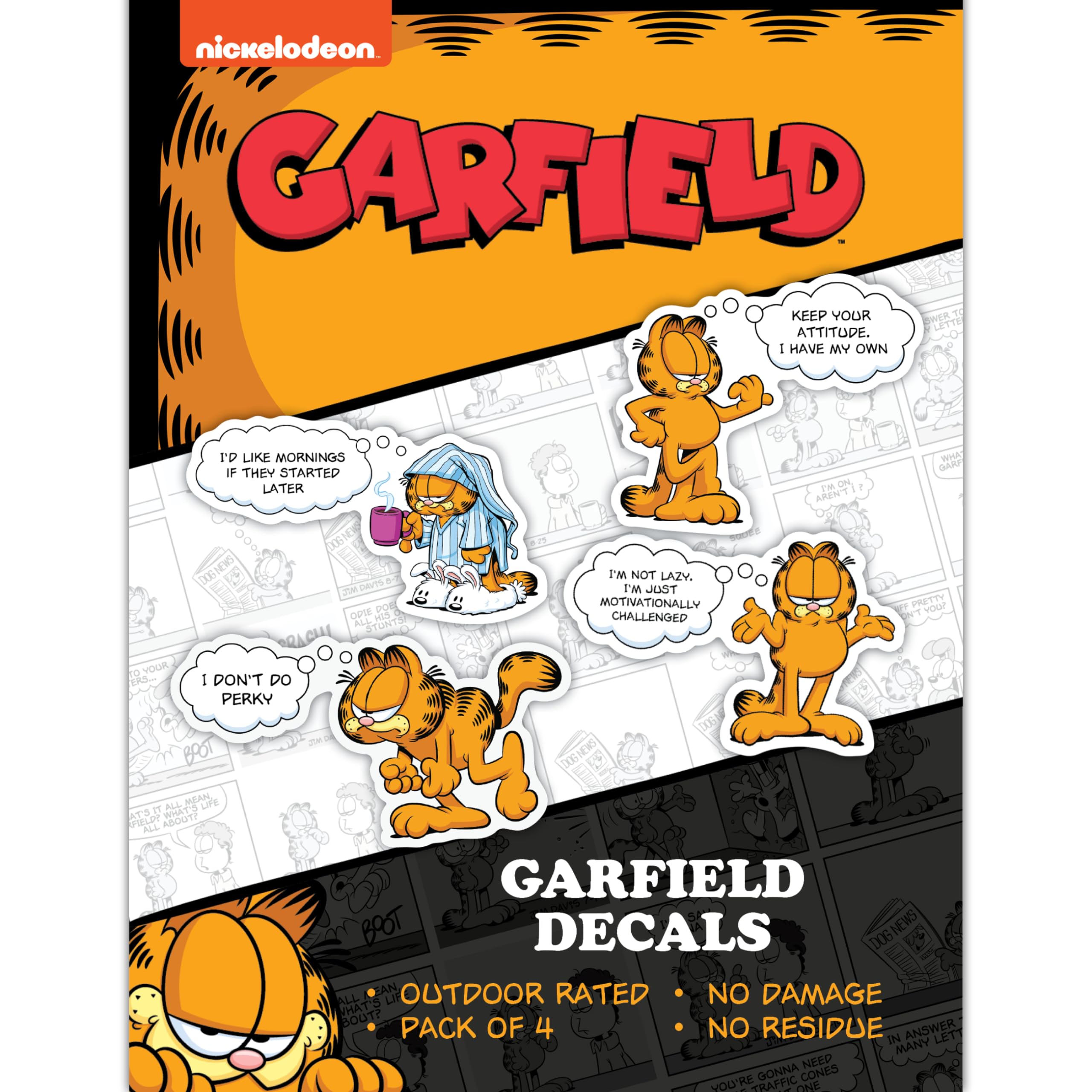 Amazon.com - Garfield Decals - Set of 4 Garfield Quotes Vinyl Stickers ...