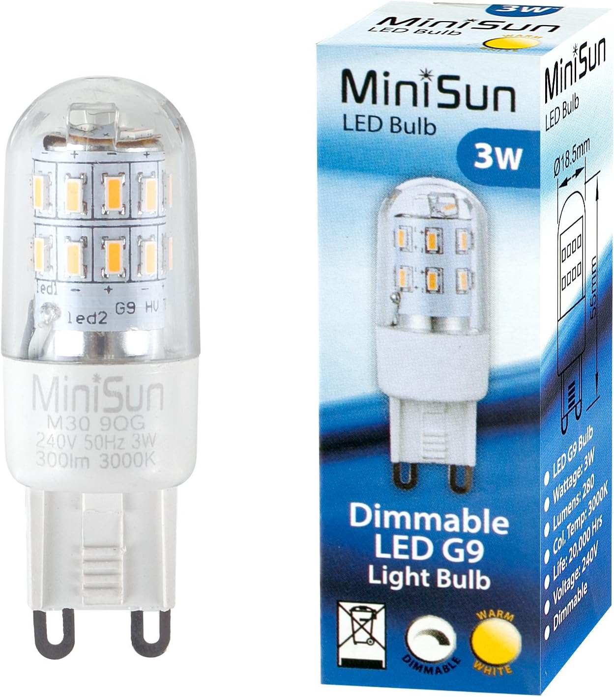 MiniSun | 3w High Power Energy Saving Dimmable G9 LED Light Bulbs | LED ...