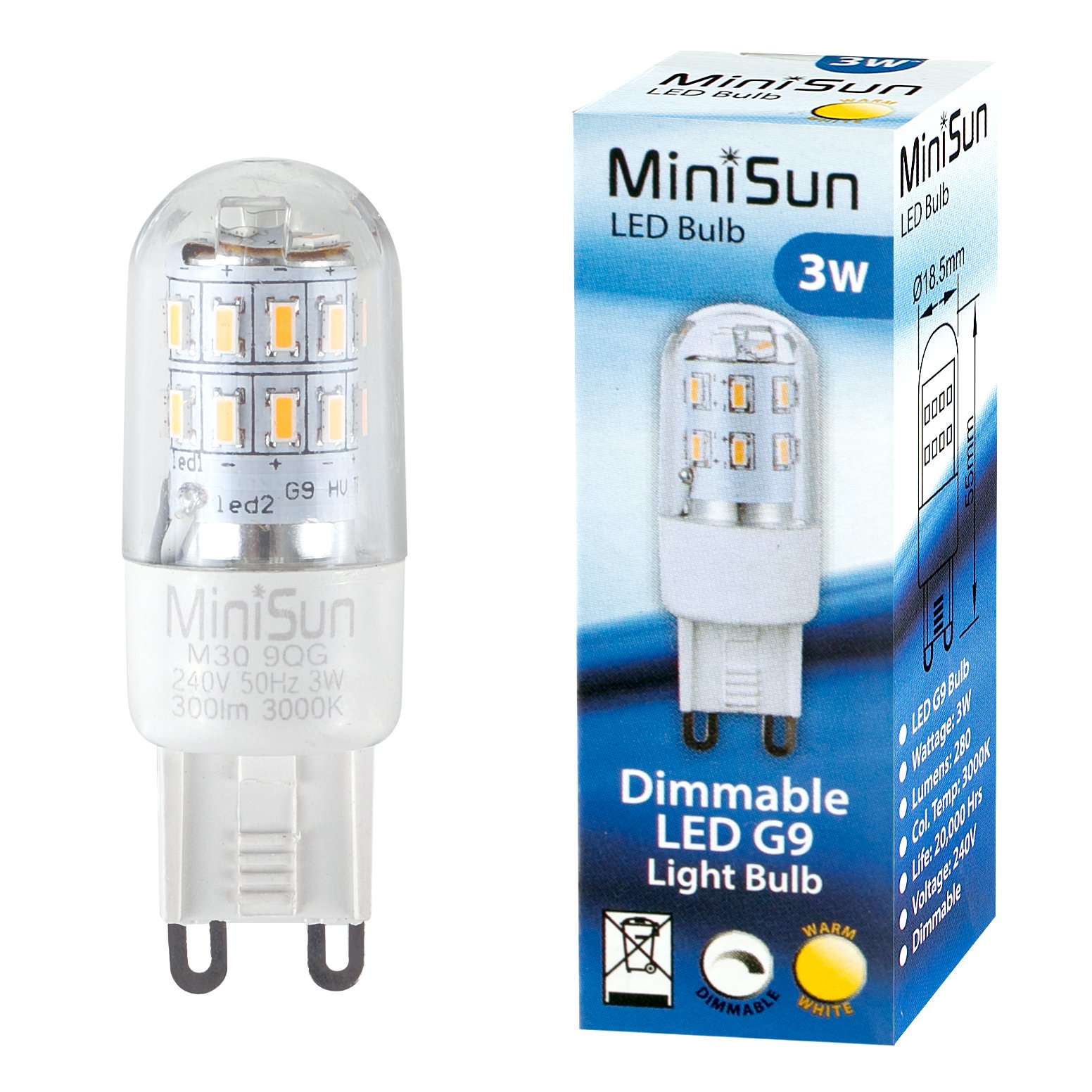 MiniSun | 3w High Power Energy Saving Dimmable G9 LED Light Bulbs | LED ...