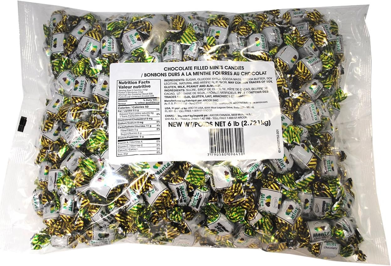 Amazon.com: Arcor Chocolate Filled Mints Candies 6 Lb Bag - RoyalCandy ...
