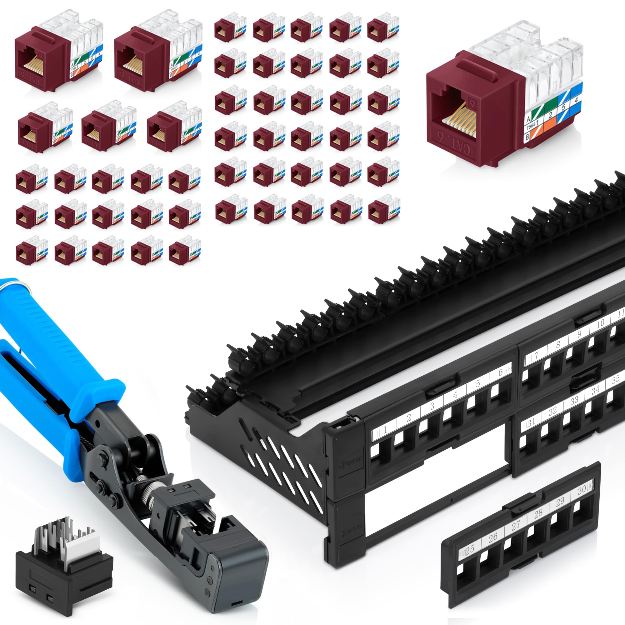 Amazon.com: Bundle – 4 Items: 48 Port Keystone Patch Panel (2-Pack ...