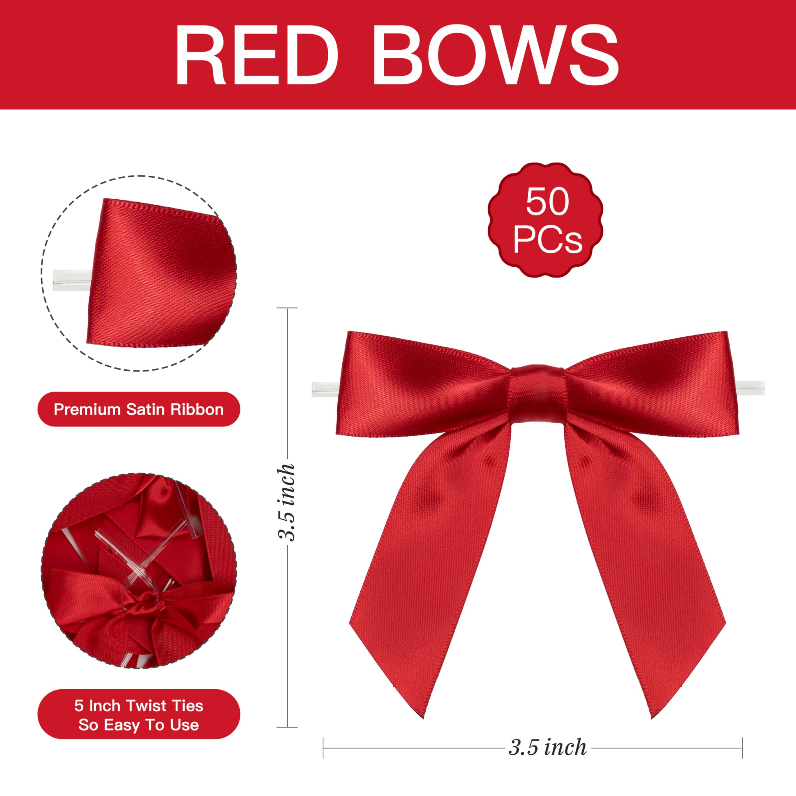 Snapklik.com : LIZLOVESS Red Twist Tie Bows For Treat Bags 3.5" Pre ...