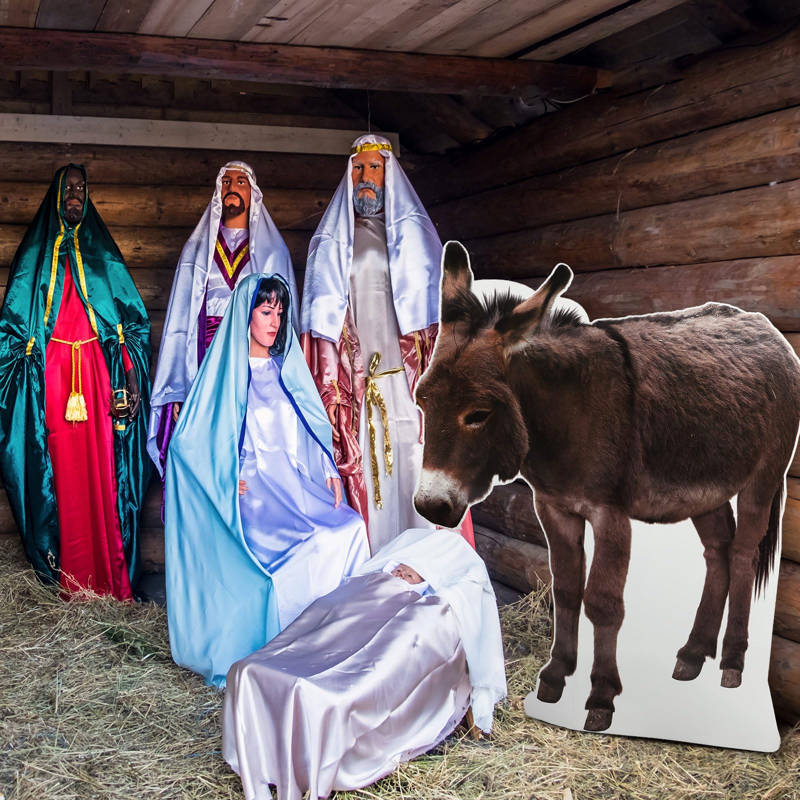 Large Donkey Stand up 4.1 ft Cardboard Nativity Floor Stand Ups ...