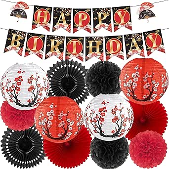 Hibachi Birthday Party Decorations Supplies - 14 Pcs Japanese-Themed ...
