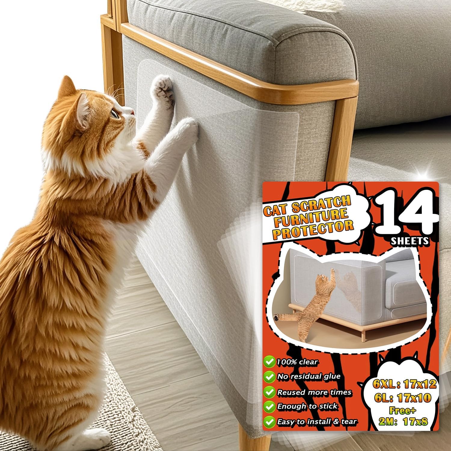 Amazon.com: Secopad 21Pcs Large Cat Scratch Furniture Protector ...