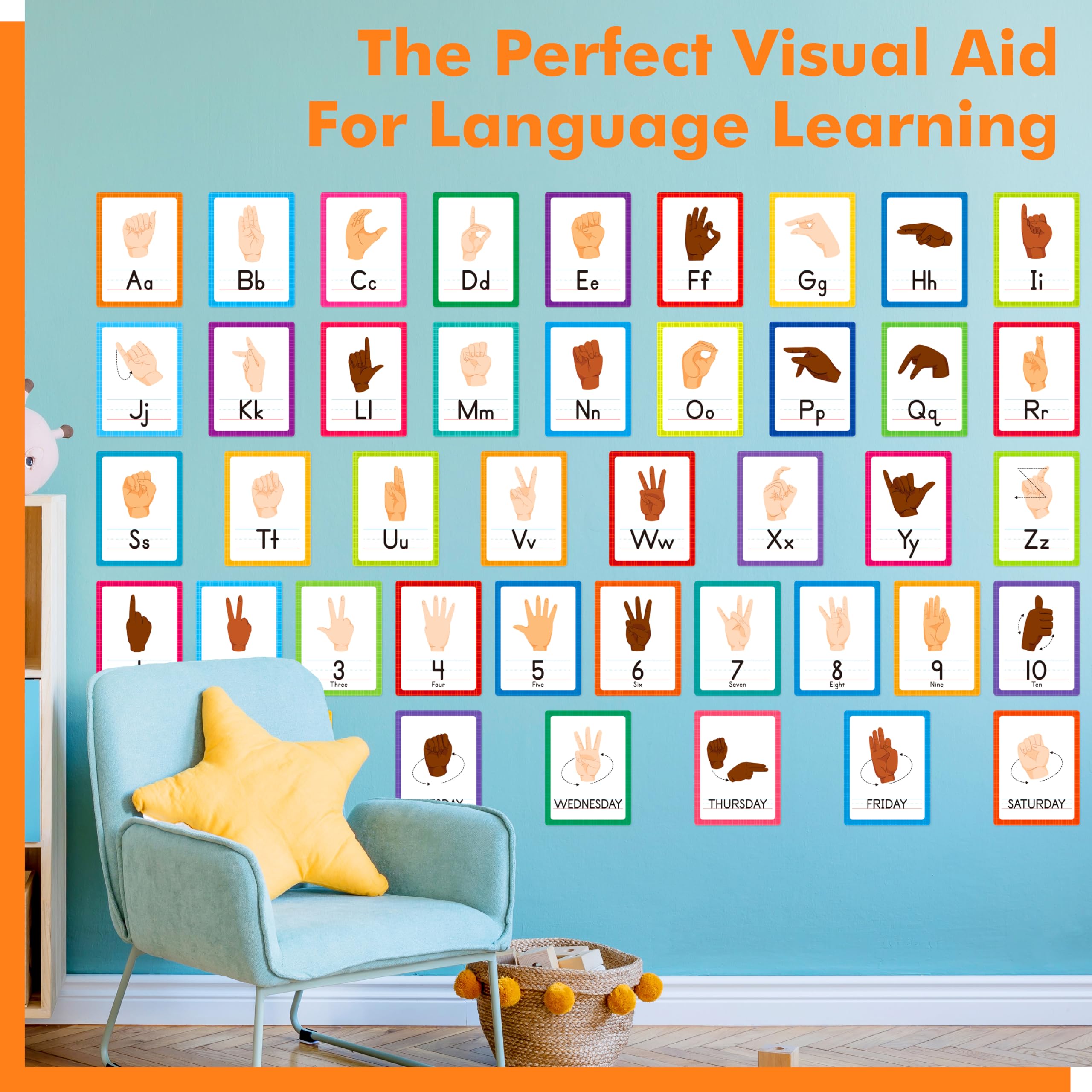 Snapklik.com : ASL Alphabet Line Bulletin Board Set, 43pcs Letters ...