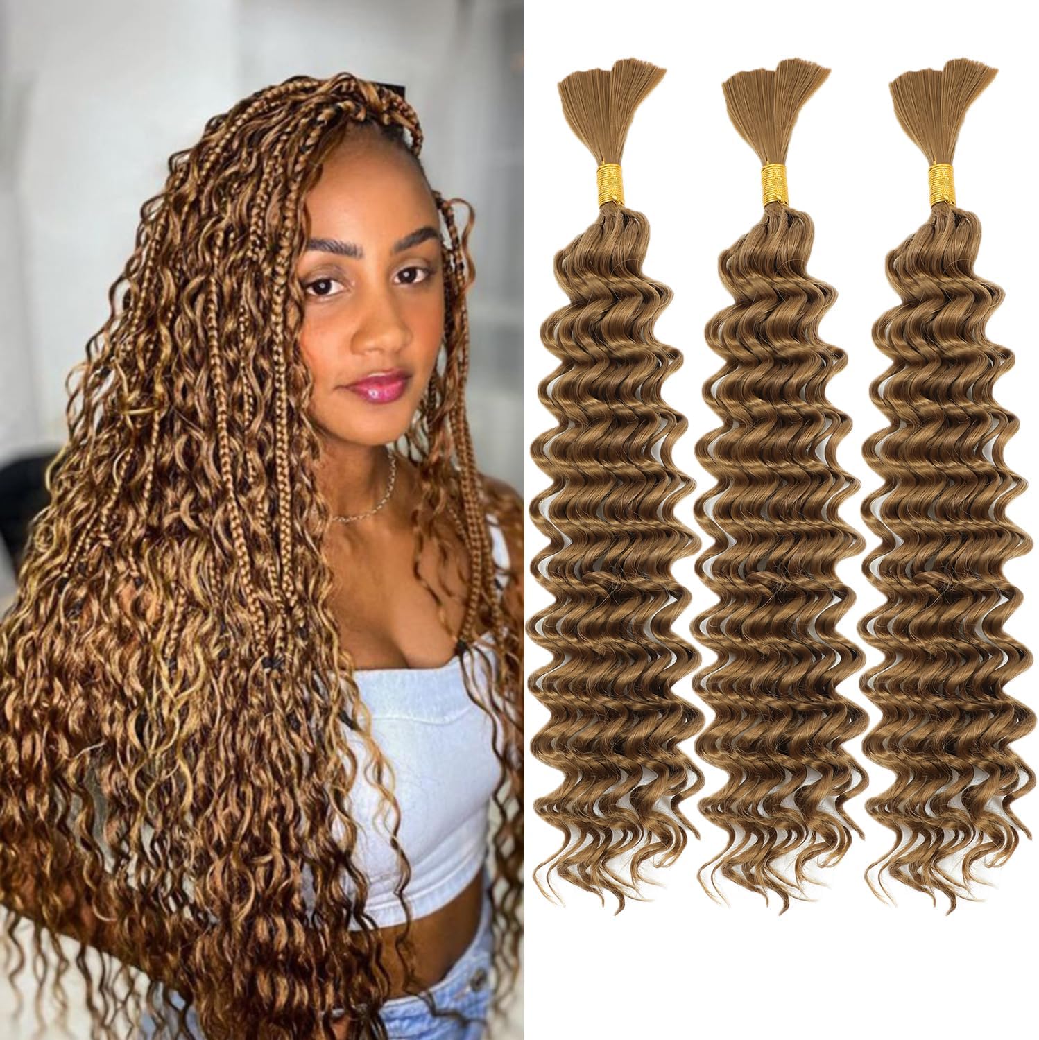 Amazon.com : 24 Inch Deep Wave Braiding Hair 290g(1Pack-3Bundles) Water ...