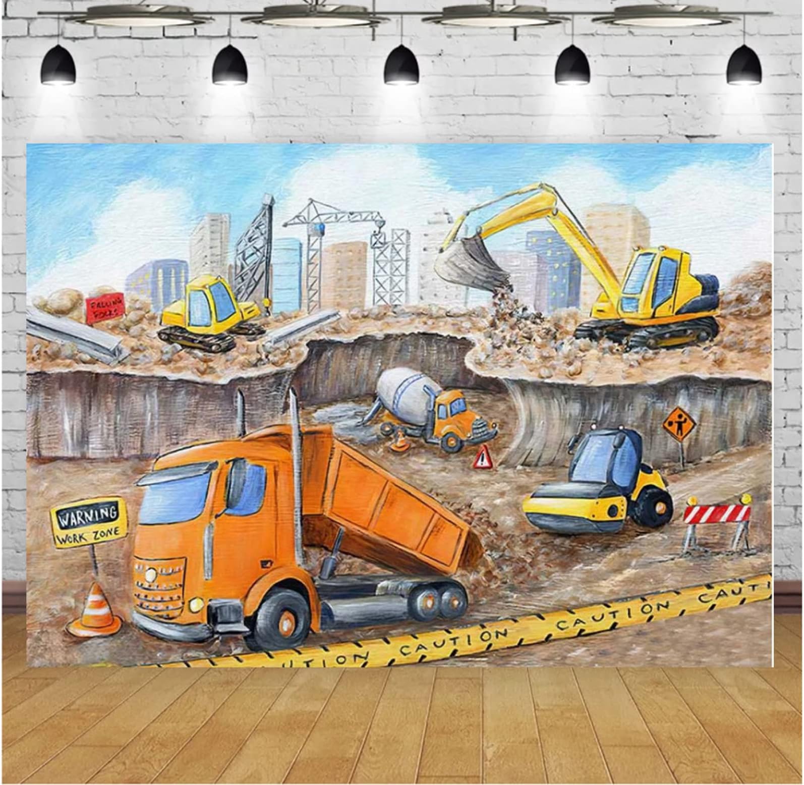 Amazon.com : Construction Theme Birthday Photo Backdrop Kids Party ...