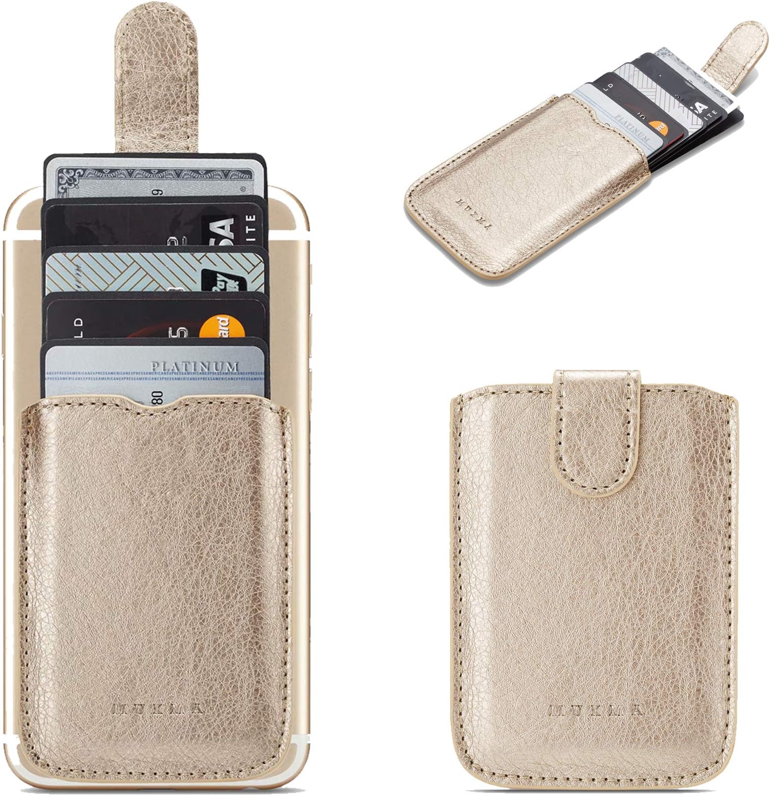 Amazon.com: Phone Card Holder RFID Sleeve, Pu Leather Back Phone Wallet ...