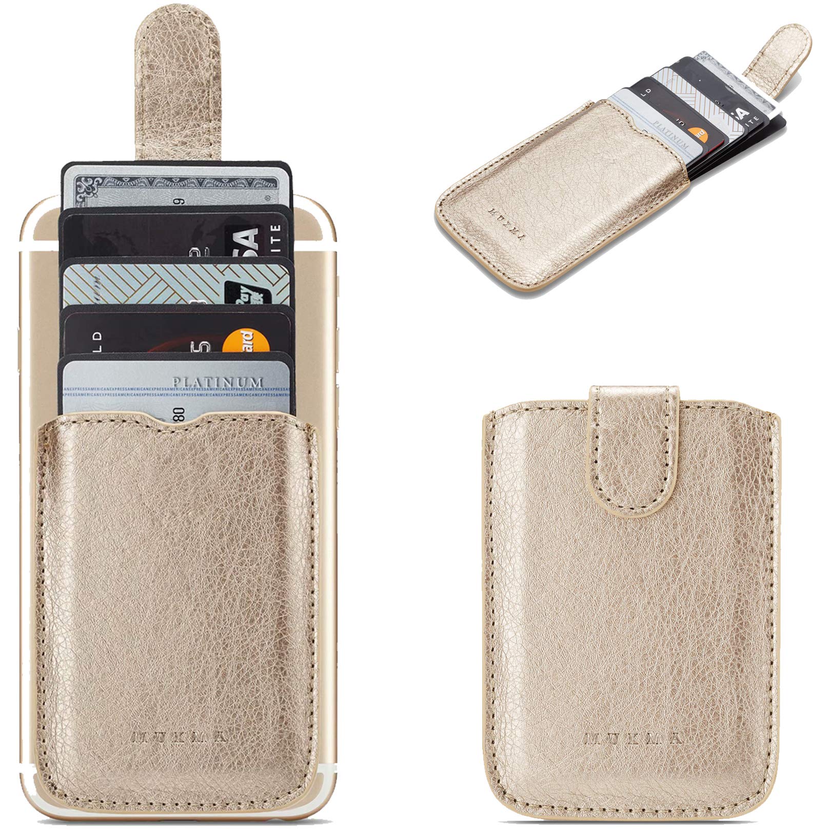 Amazon.com: Phone Card Holder RFID Sleeve, Pu Leather Back Phone Wallet ...