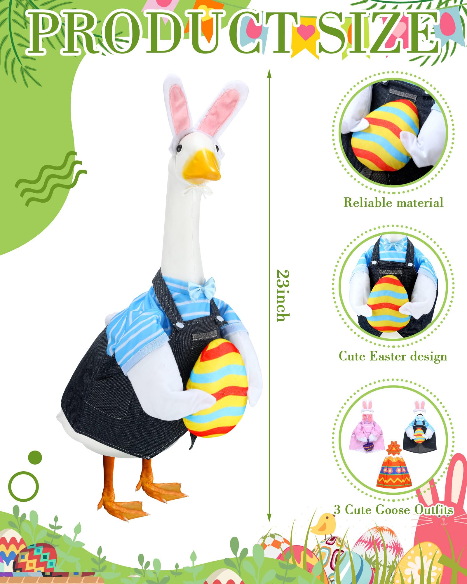 Snapklik.com : 3 Set Easter Goose Outfits Porch Goose Costume Pink Blue ...