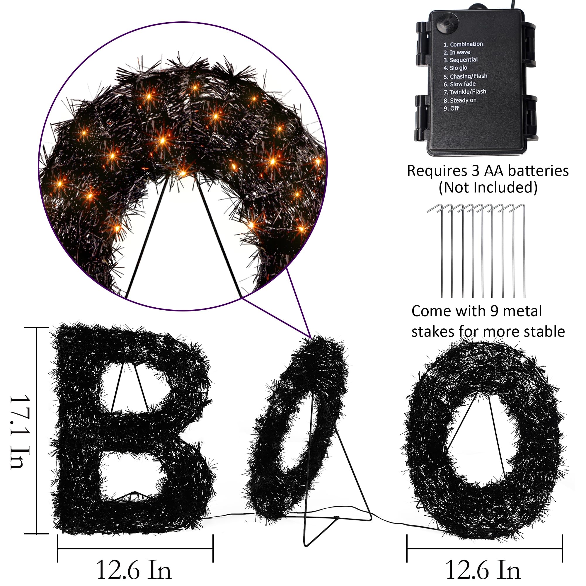 Snapklik.com : ATDAWN 3 Piece Outdoor Boo Sign Halloween Decoration