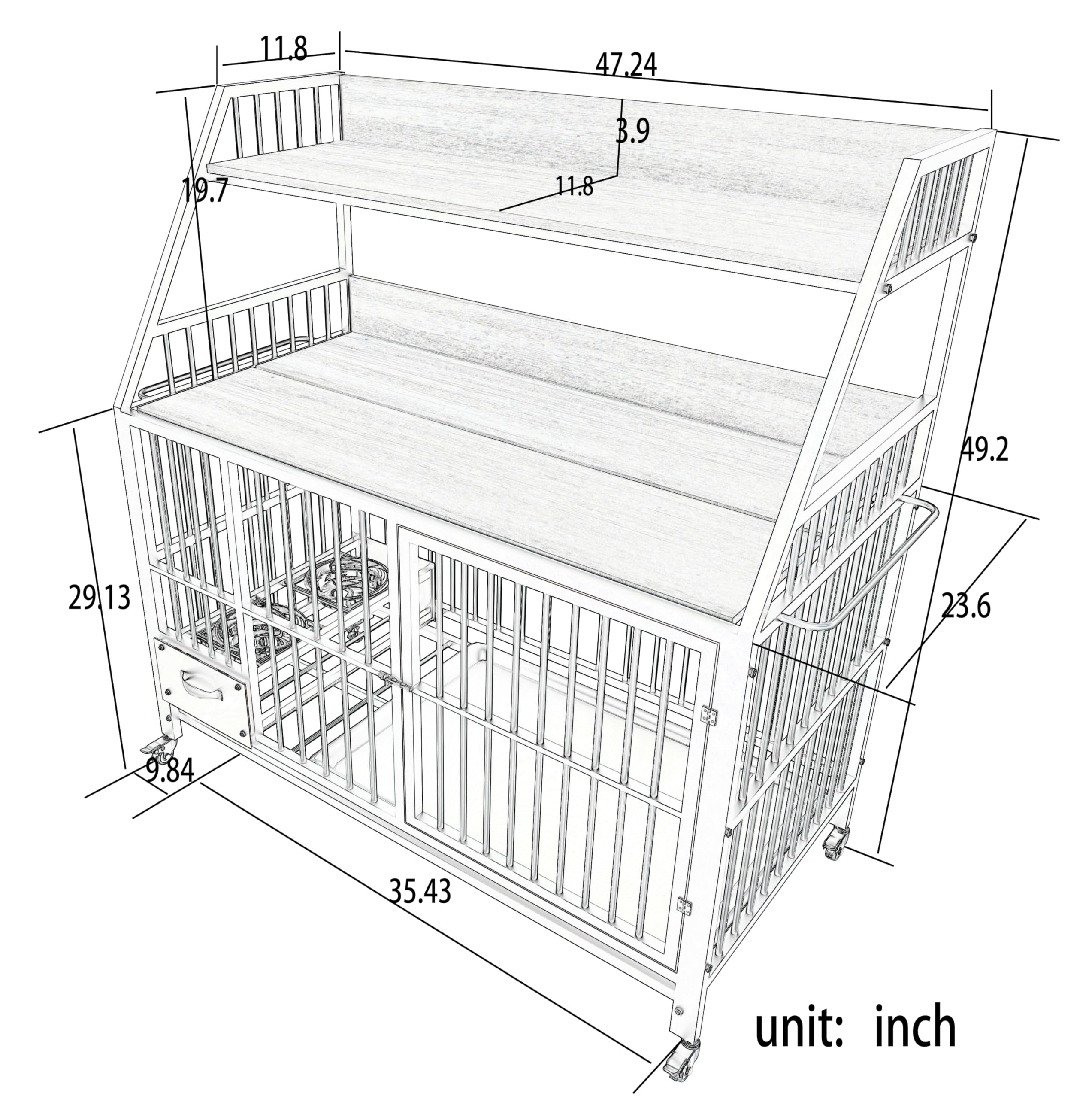 Snapklik.com : KEIKI 47 Inch Dog Crate Furniture For Large Medium Dogs