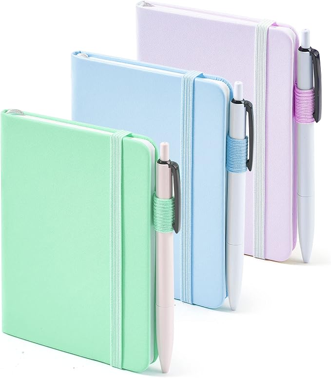 feela 3 Pack A6 Pocket Notebooks, Hardback Lined Small Notebooks with ...