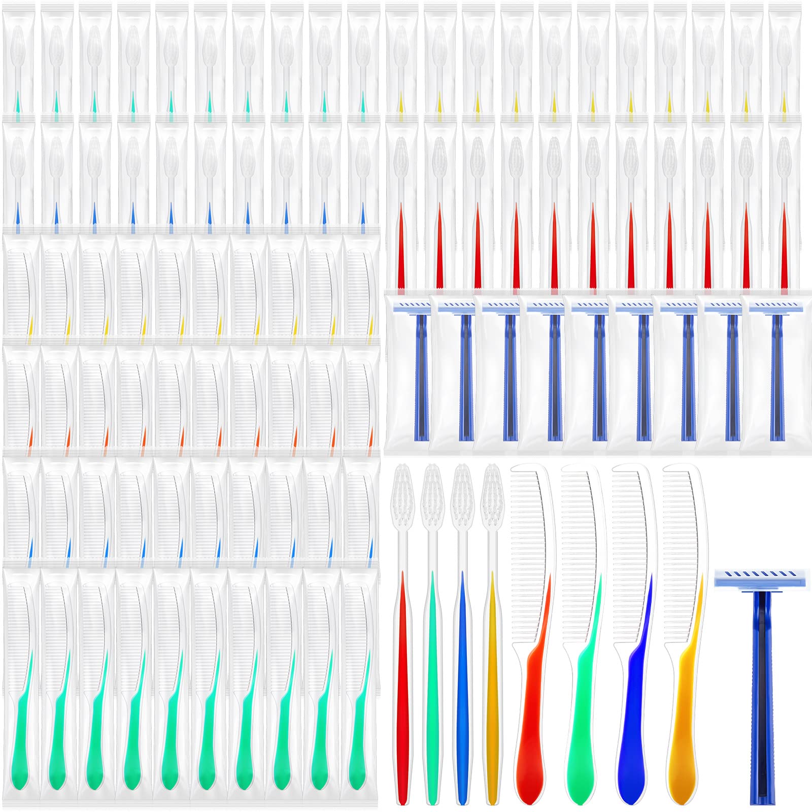 Amazon.com : Tessco 300 Pcs Toothbrushes Comb Razors Individually ...