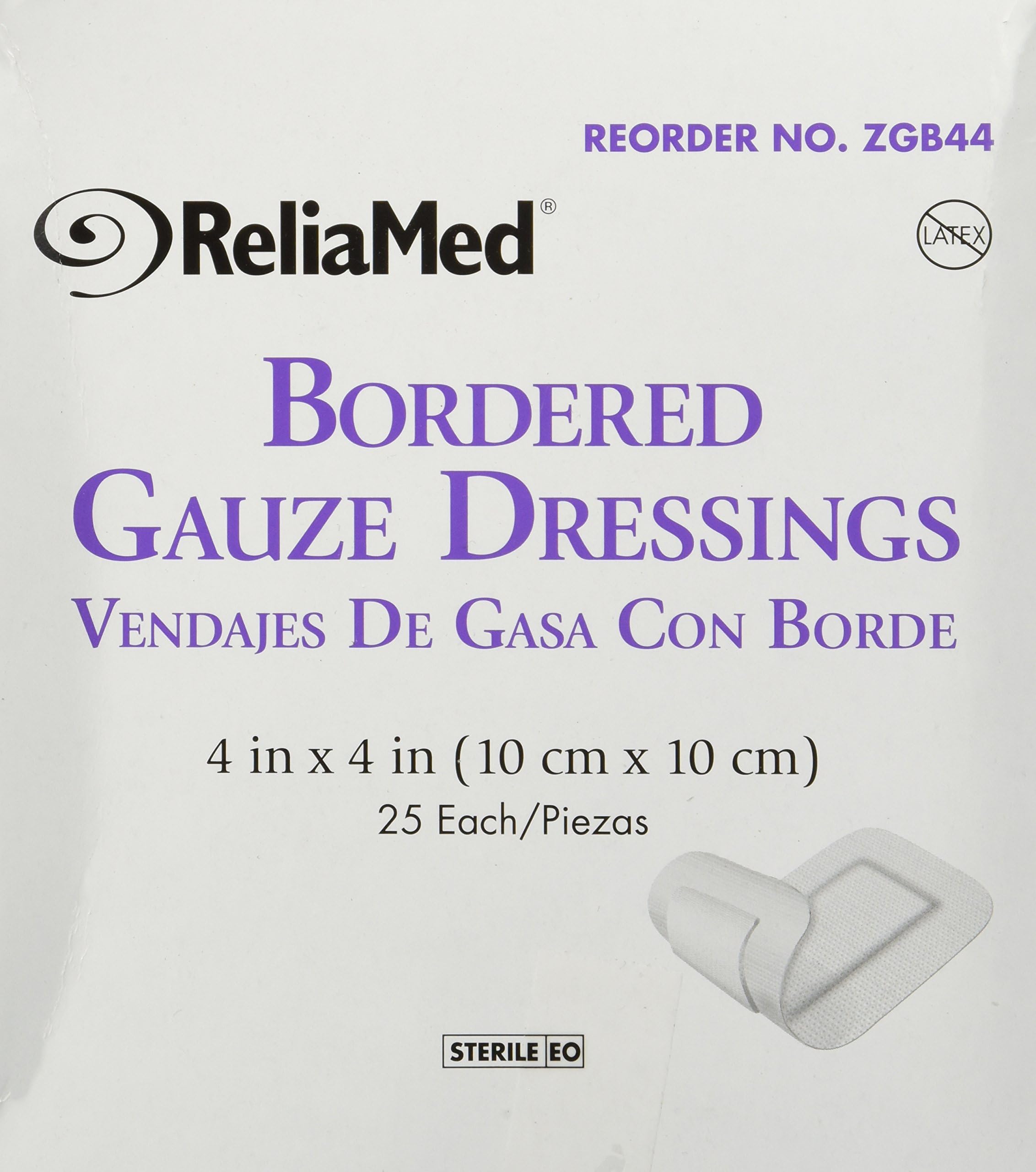 Amazon.com: ReliaMed Sterile Bordered Gauze Dressing 4" x 10" [Box of ...