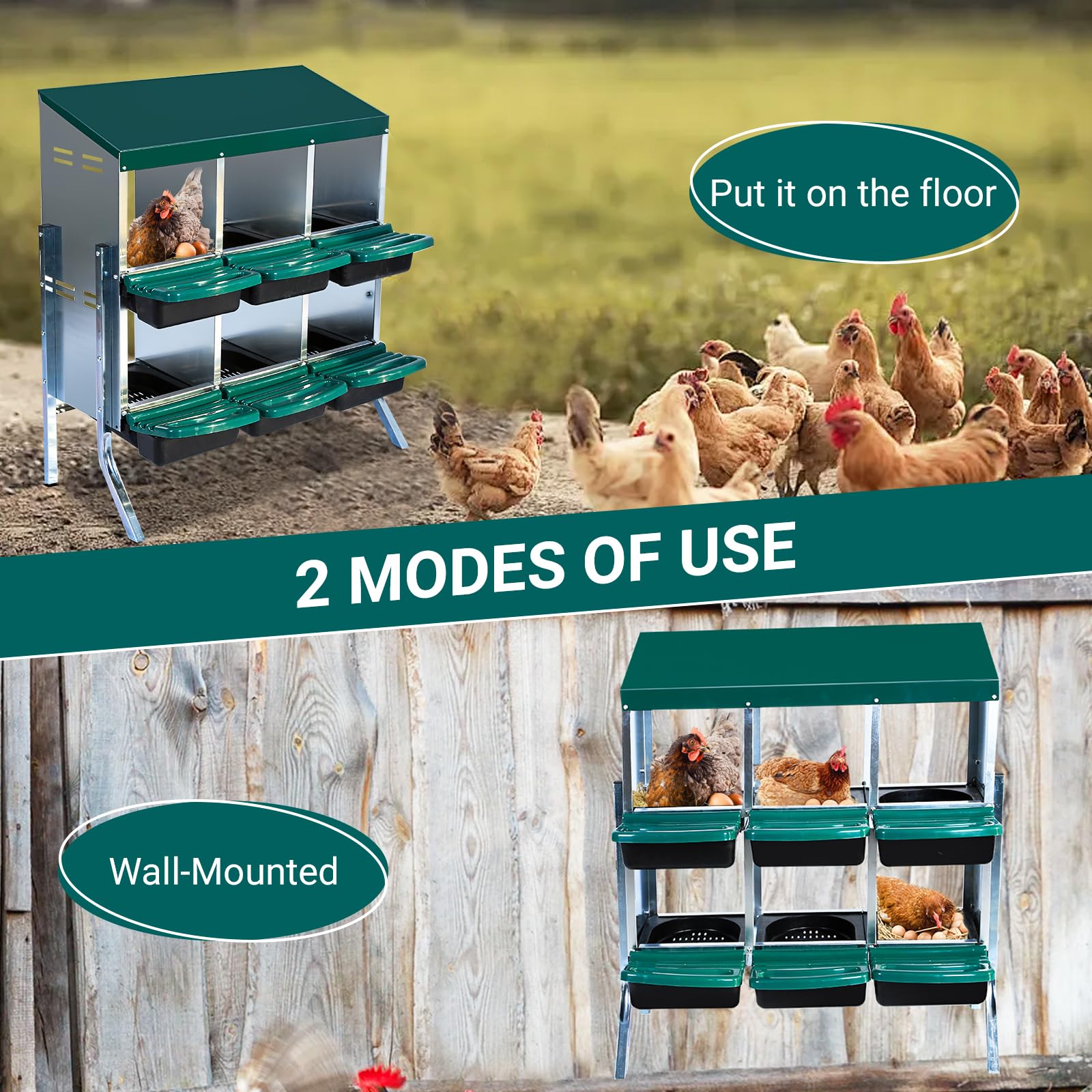 Snapklik.com : Chicken Nesting Boxes, 6 Compartments, Removable Tray ...