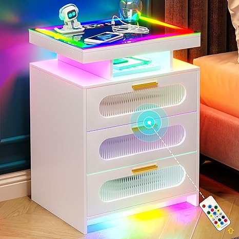 Amazon.com: vkcc Smart Nightstand with Wireless Charging, Modern Night ...