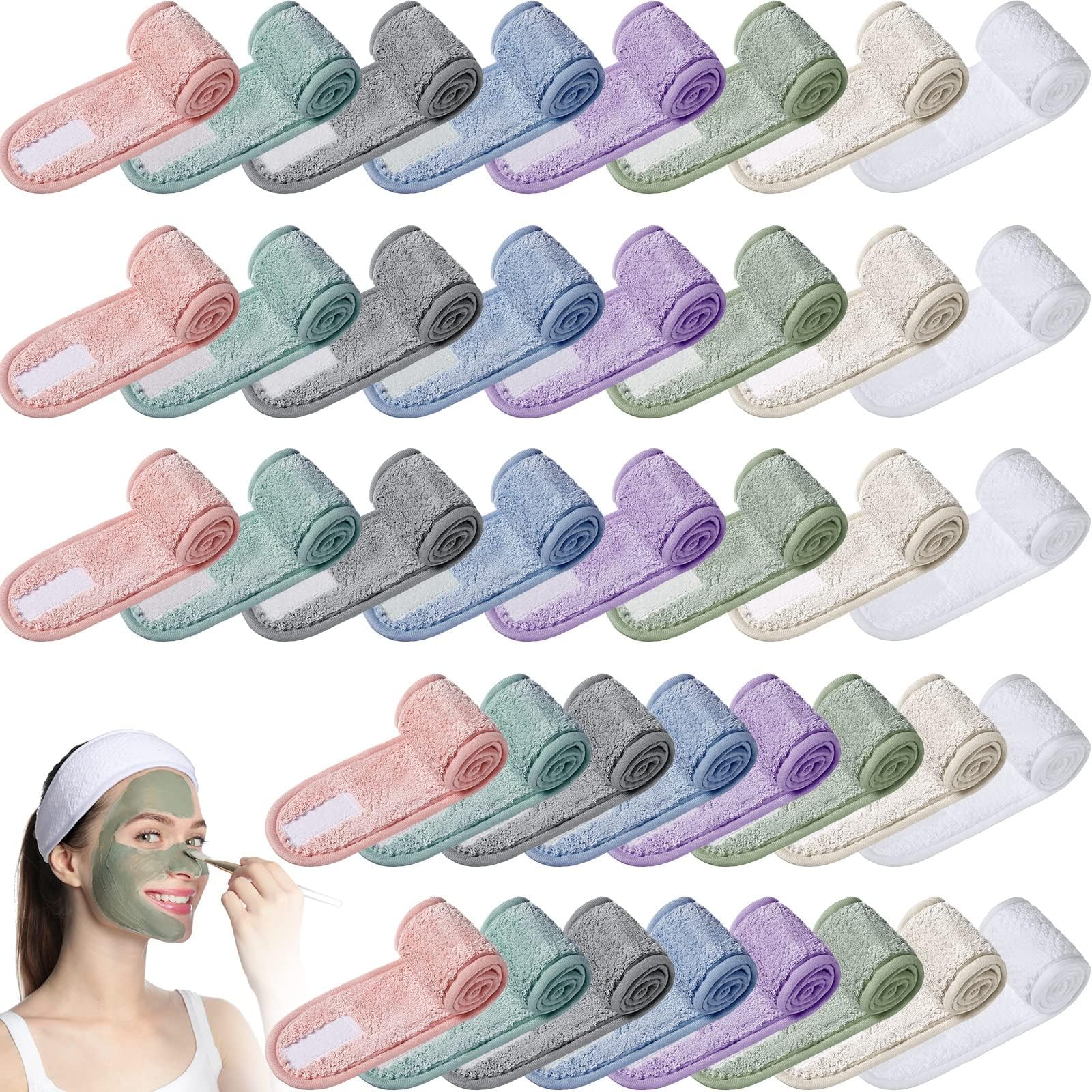 Amazon.com : Giegxin 25 Pcs Spa Headbands Bulk Facial Makeup Hair Wrap ...