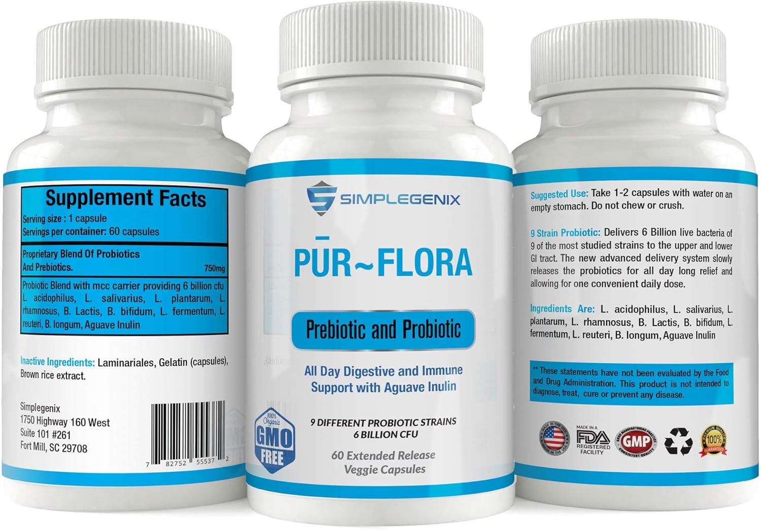Amazon.com: Pur Flora - Prebiotic and Probiotic with Aguave Inulin and ...