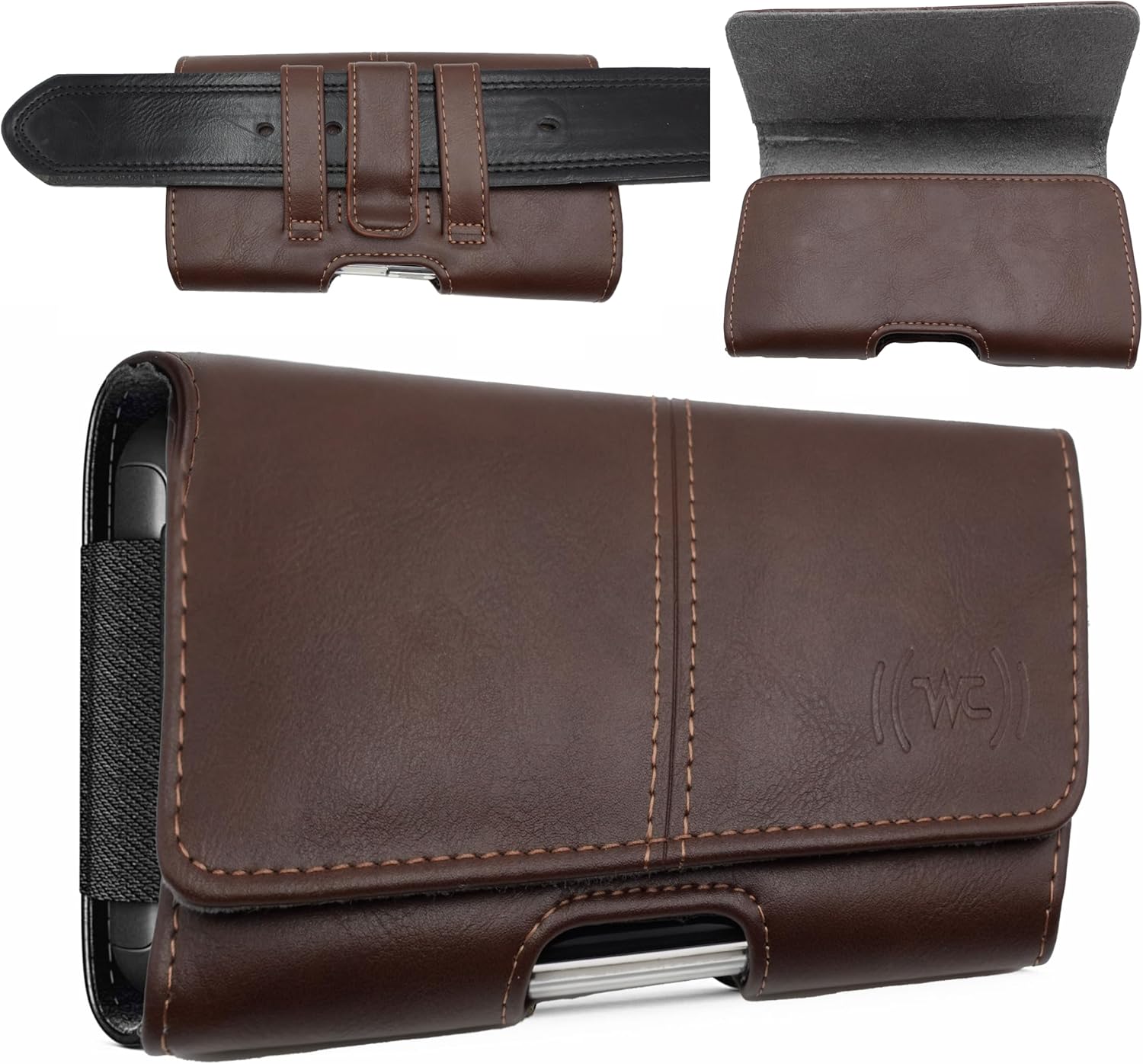 Amazon.com: Wireless City Leather Phone Holster for Men & Women, Horizontal Cell Phone Case ...