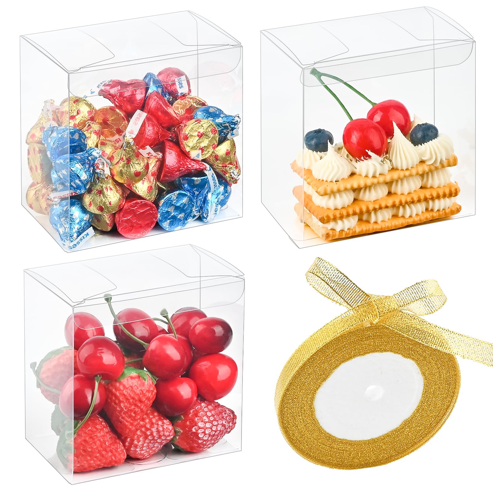 Snapklik.com : Ohuimrt 45 Pack Clear Favor Boxes, 4 X 4 X 2.5 Inches ...