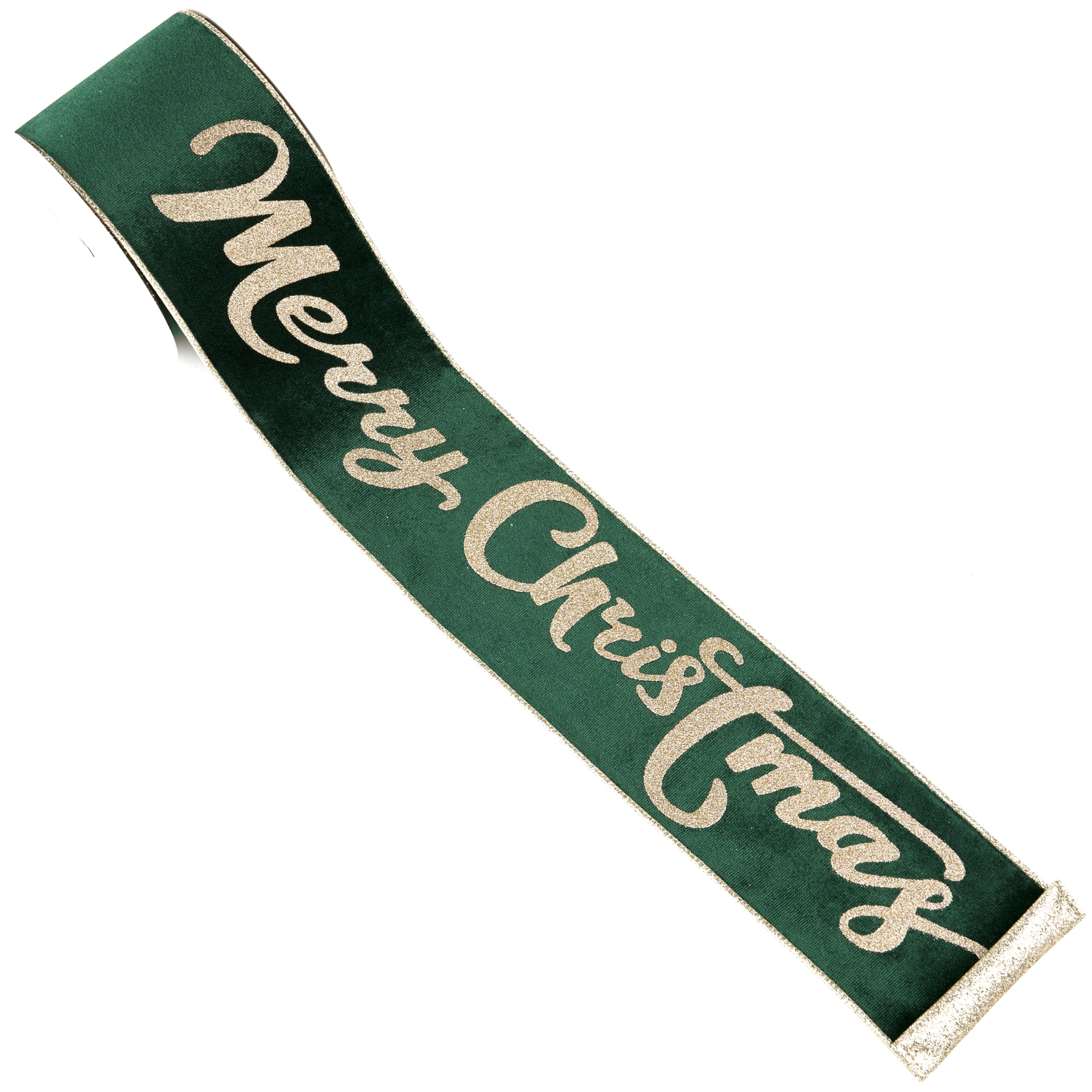 Amazon.com: LIZLOVESS Green and Gold Merry Christmas Wired Ribbon 4 ...
