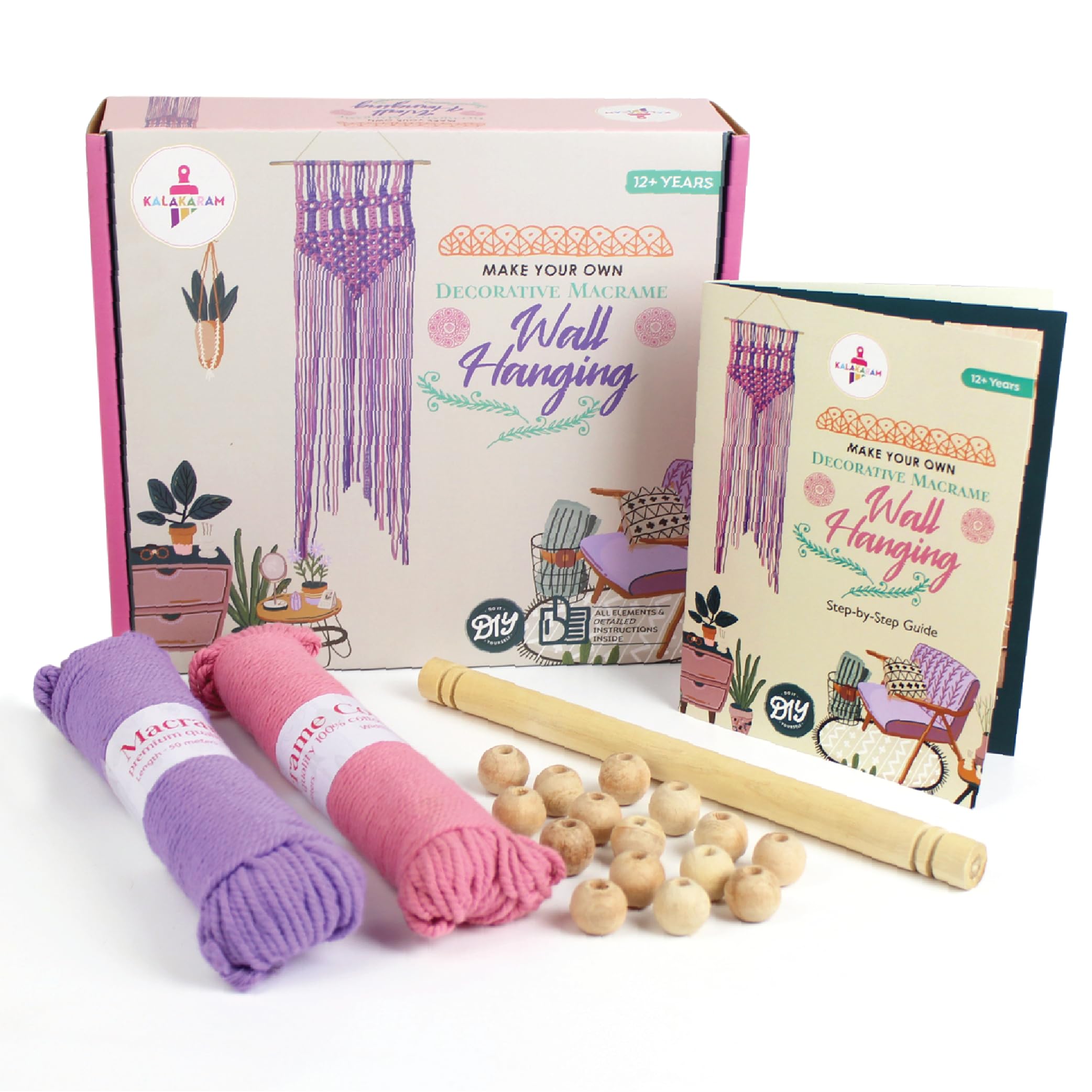Kalakaram DIY Pink Purple Macrame Wall Hanging Making Kit, make one ...