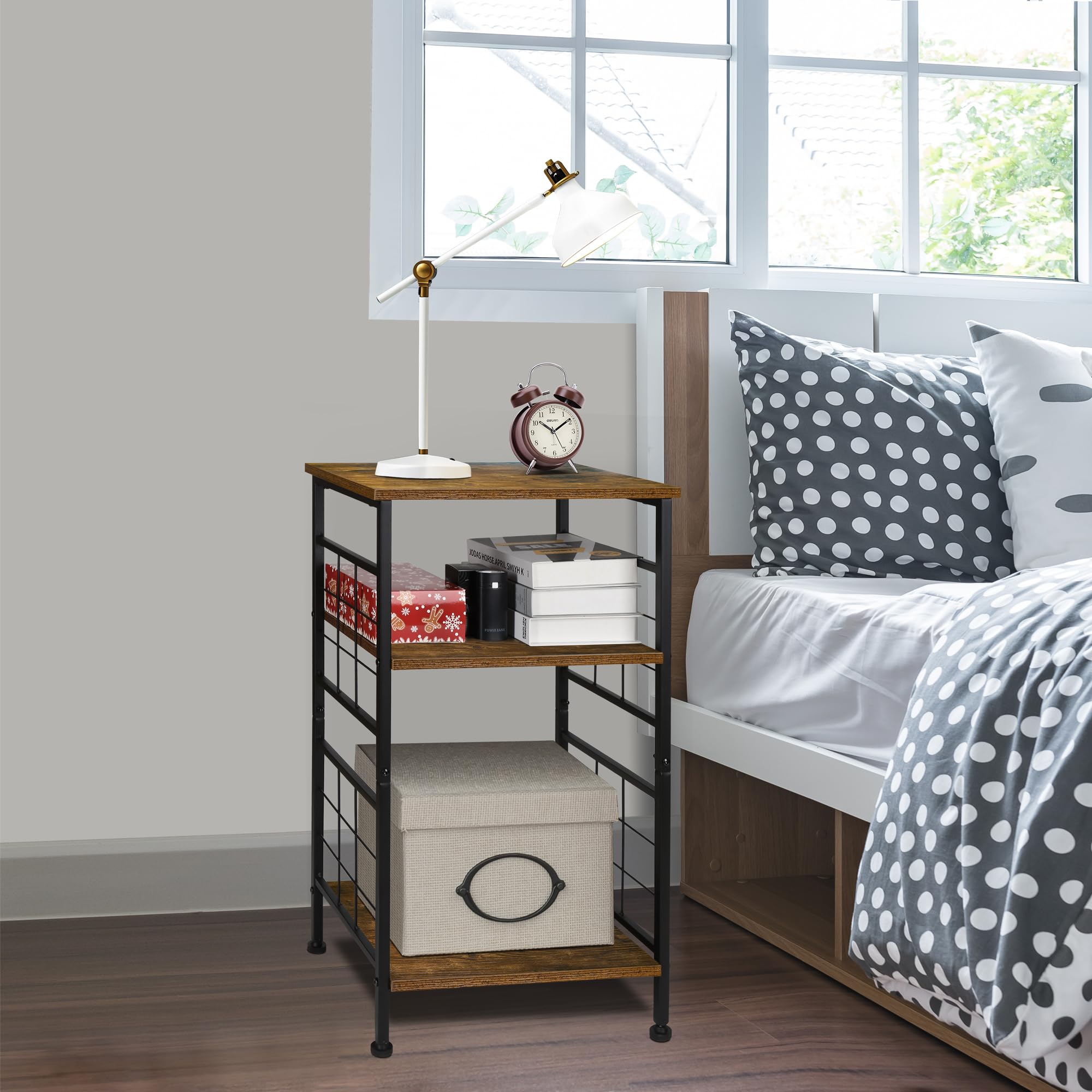 Snapklik.com : GIOTORENT 3-Tier Tall End Table, Narrow Night Stand