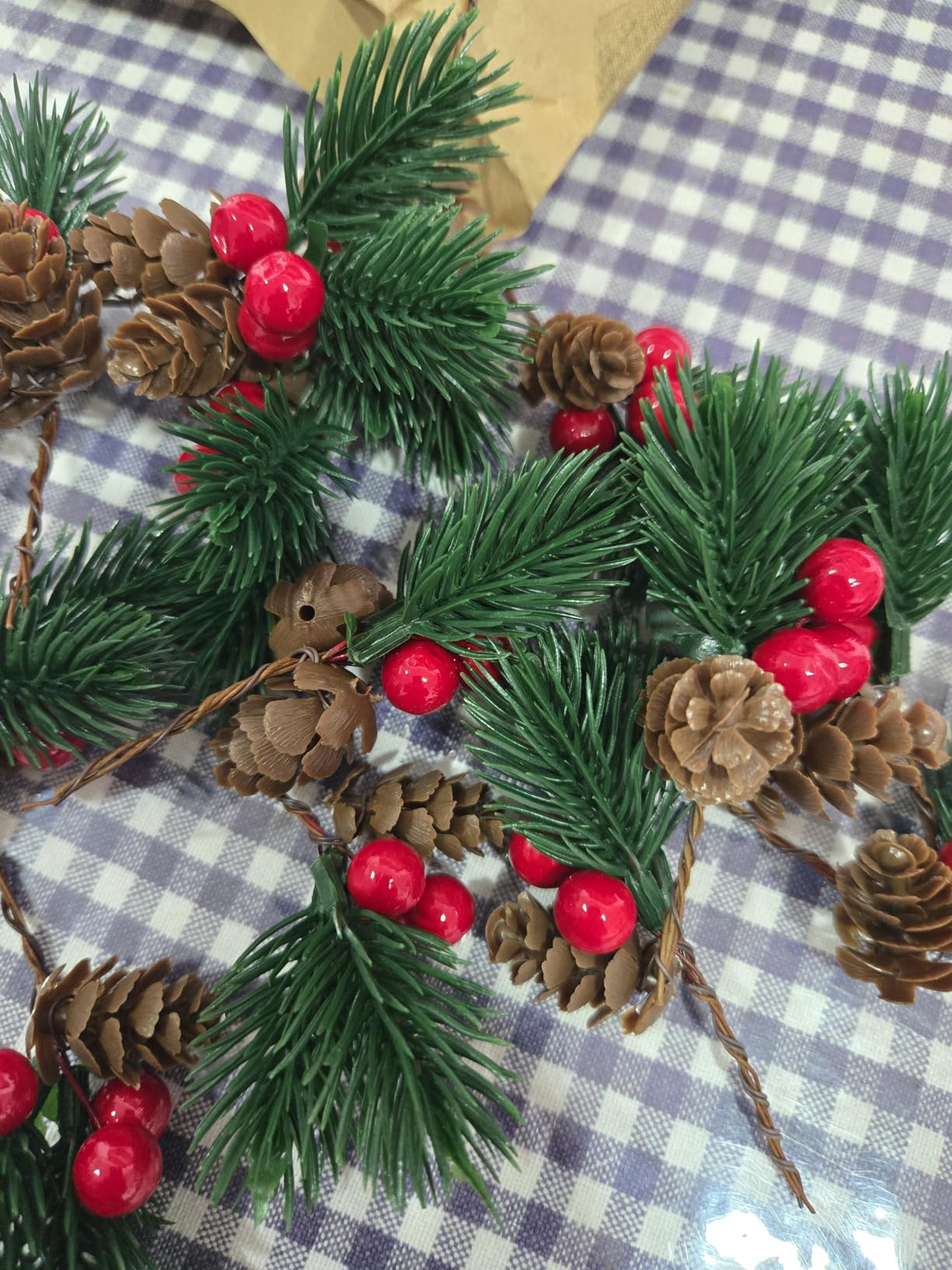 Buy 16 PCS Christmas Decorations, Christmas Tree Plant Artificial Holly ...