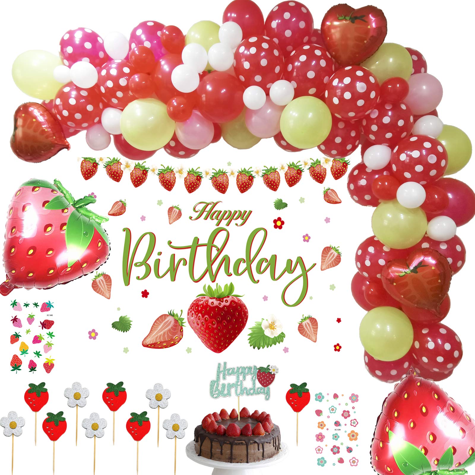 Buy Strawberry Party Decorations Set - Sweet Berry Party Supplies with ...