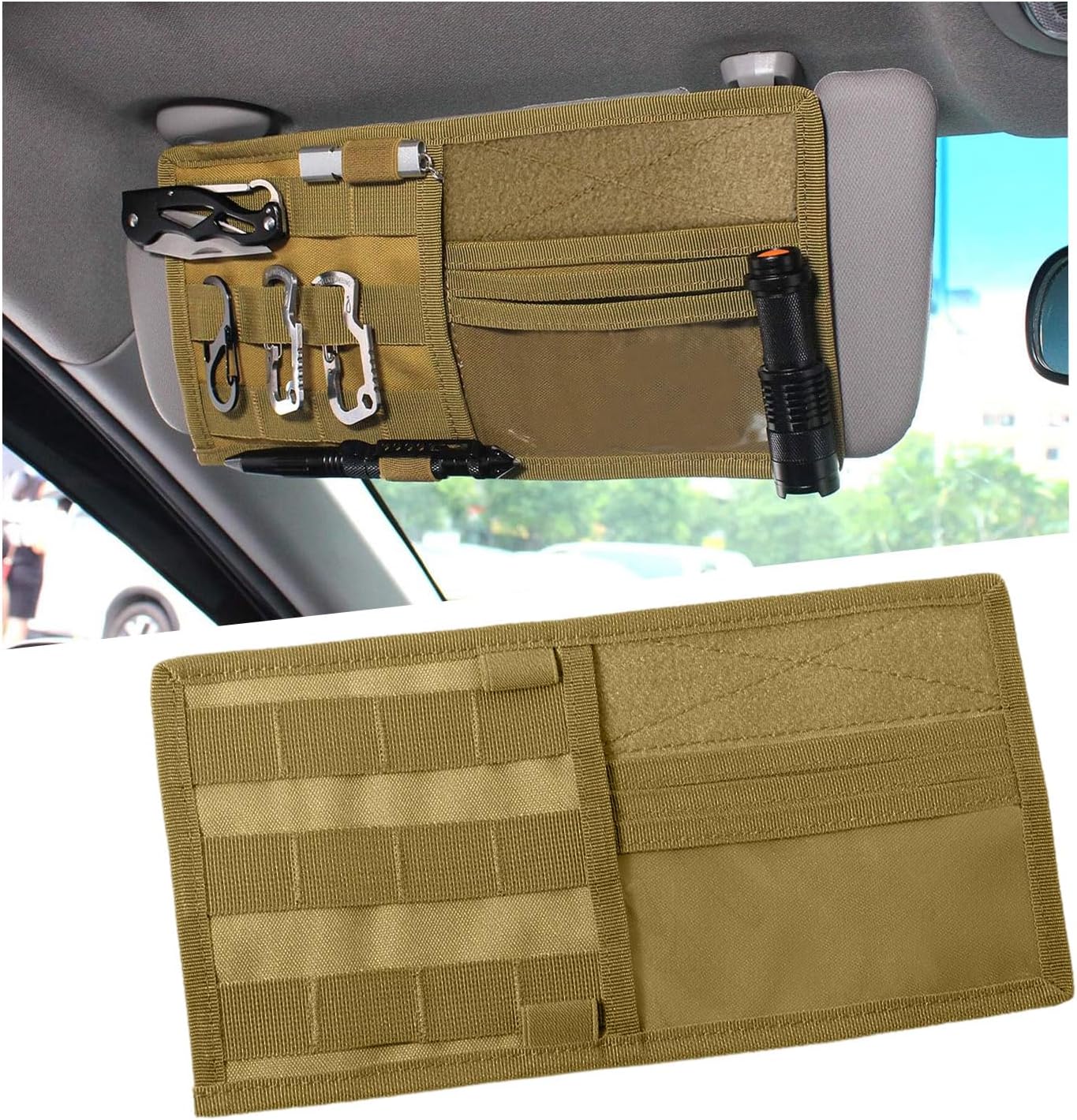 Amazon.com: povtii Car Sun Visor Organizer, Tactical Nylon Vehicle ...