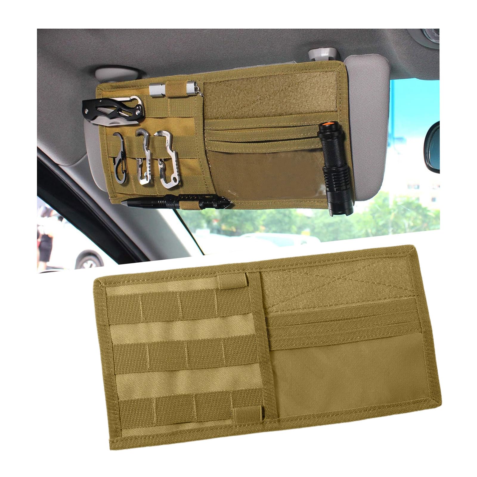 Amazon.com: povtii Car Sun Visor Organizer, Tactical Nylon Vehicle ...