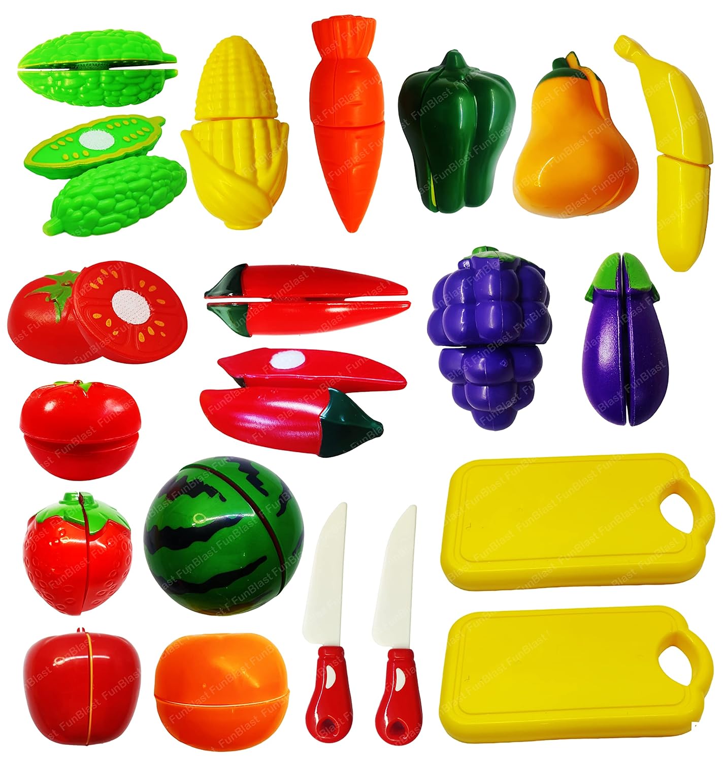 Buy FunBlast Fruits and Vegetables Play Set Toys - Realistic Sliceable Cutting Fruits and ...