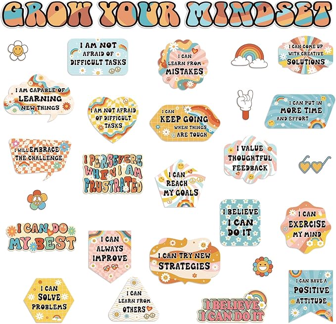 Amazon.com : 29Pcs Retro Groovy Bulletin Board Classroom Decorations ...