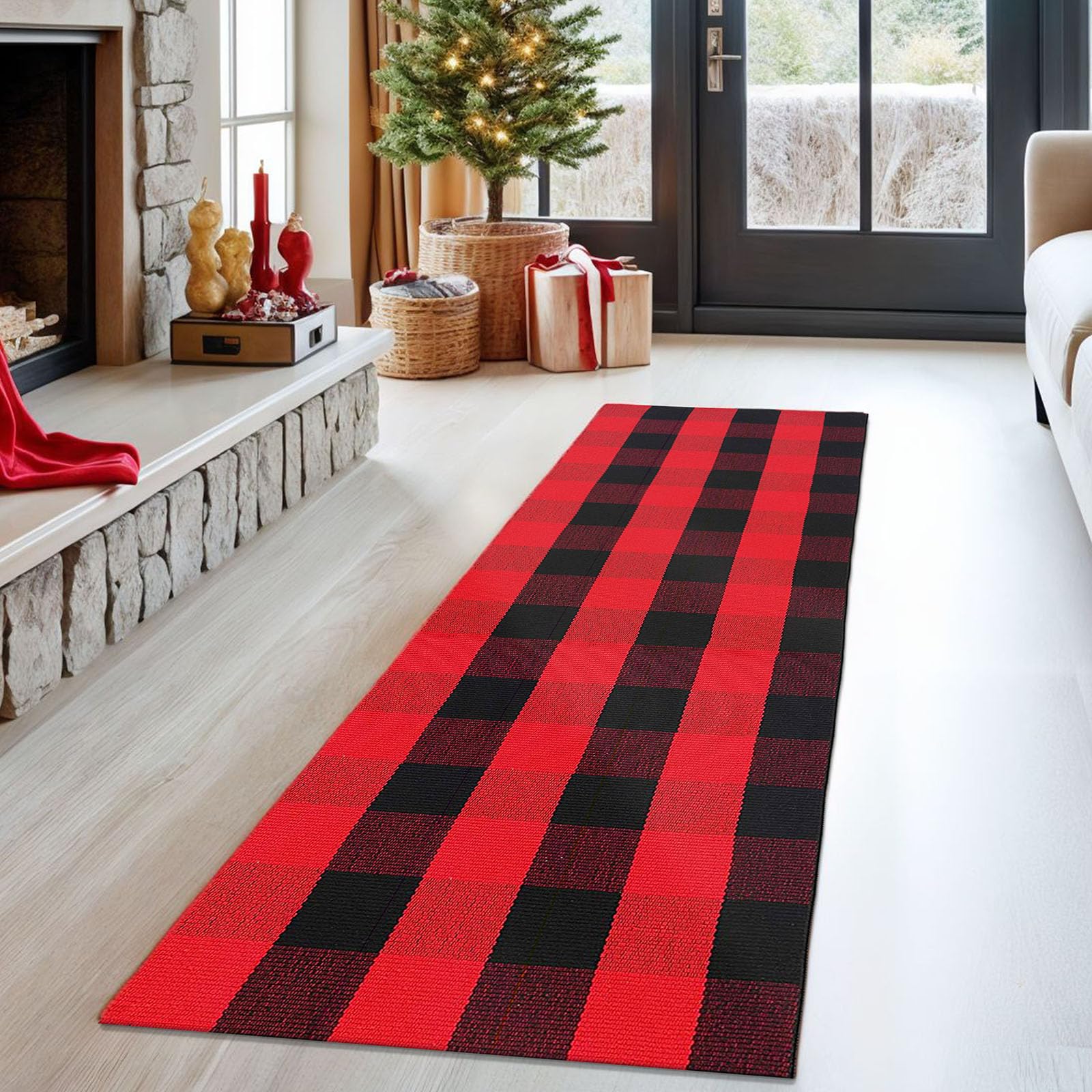 Amazon.com: KOZYFLY Buffalo Plaid Rug 2x6 Ft Runners for Hallways ...