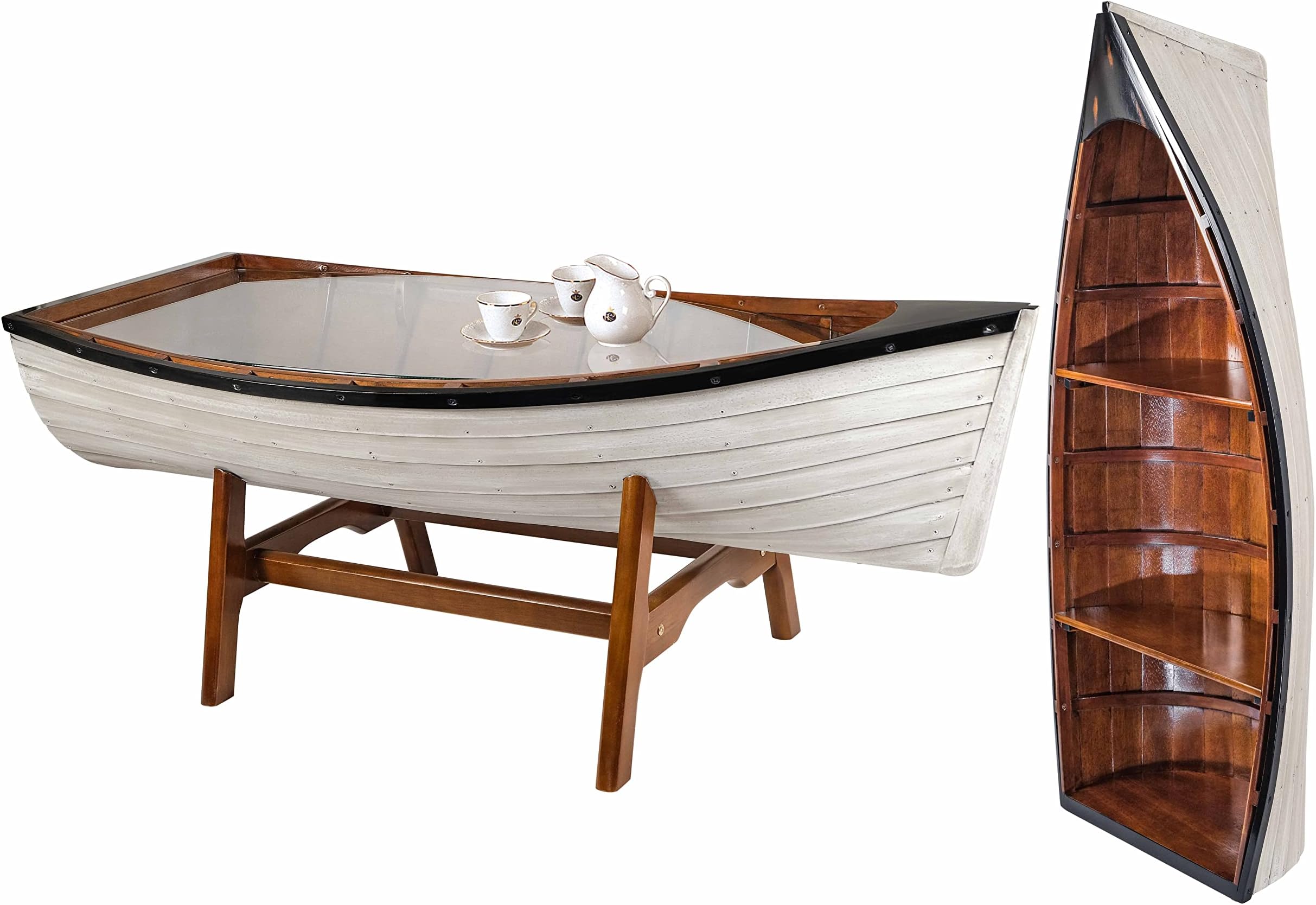 Amazon.com: Overstock CVFZR2252 Mountain View Rustic Wood Canoe 3 Shelf ...