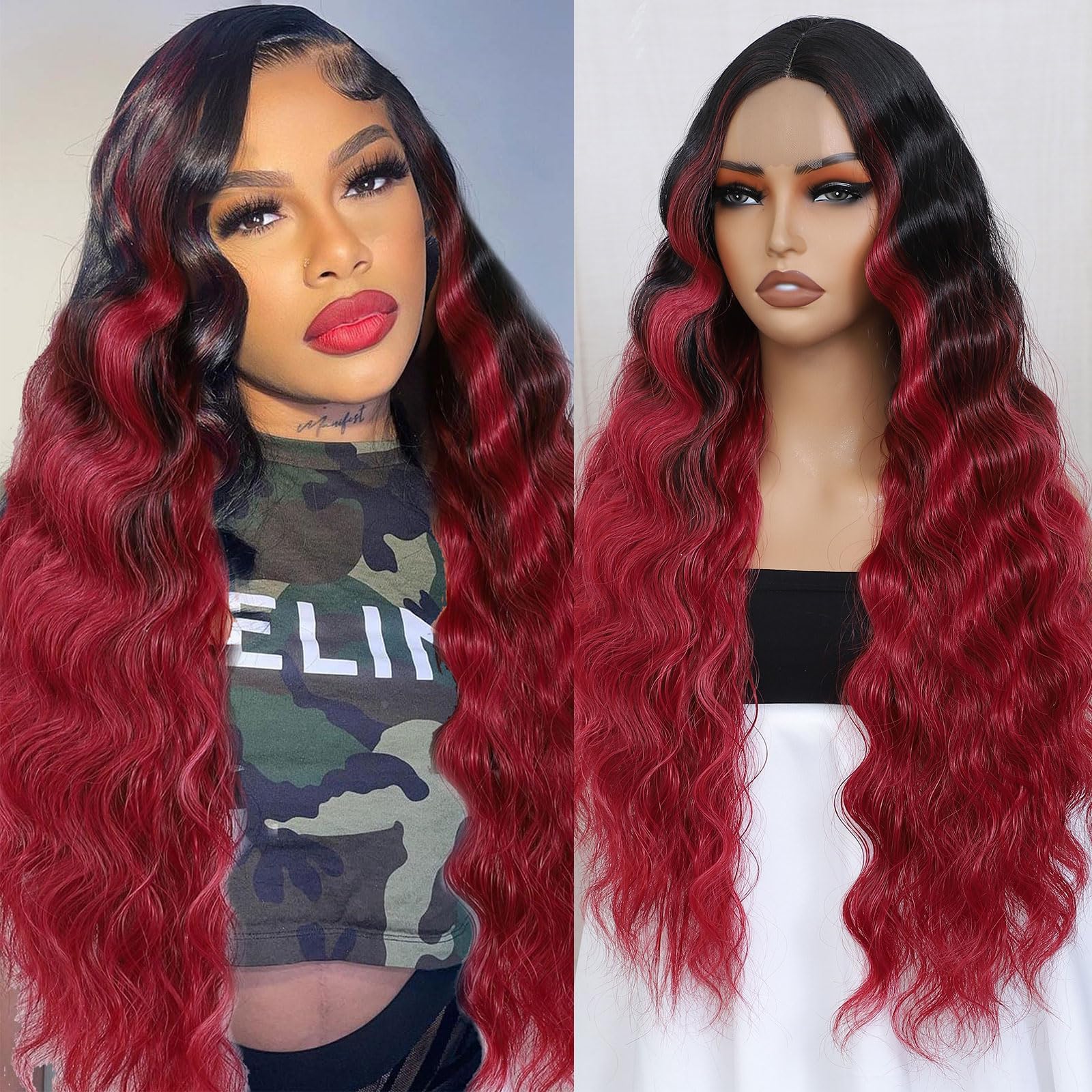 Amazon.com : Novolook Blonde Highlight Long Wavy Wig for Women Dark ...