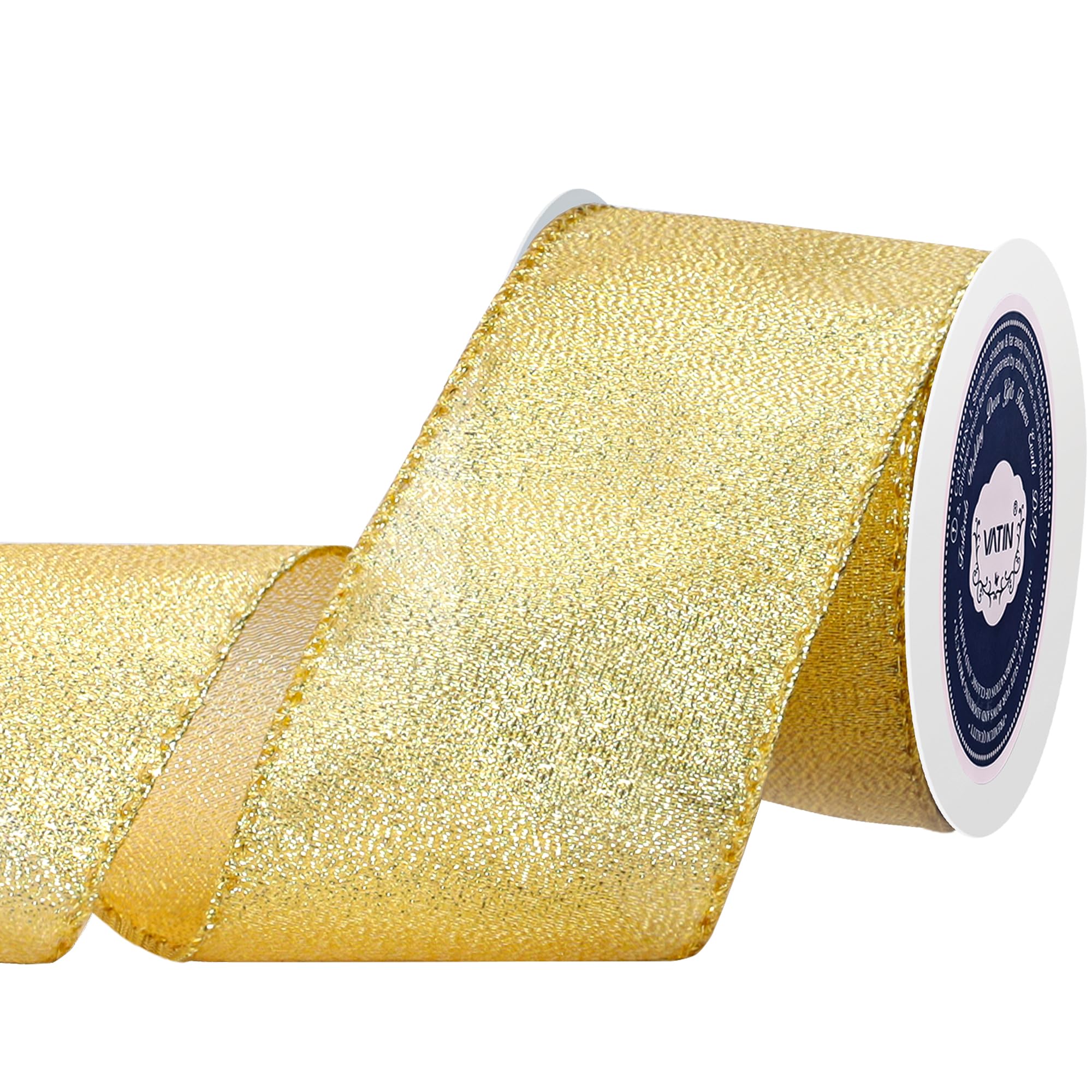 Snapklik.com : Metallic Gold Wired Ribbon, 2-1/2 Inch X Continuous 10 ...