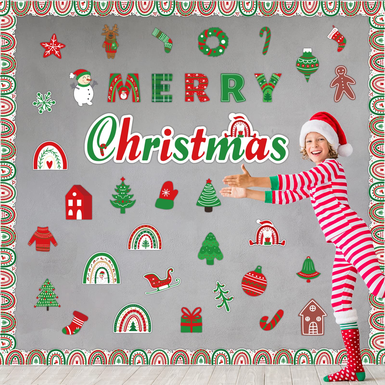 Snapklik.com : Christmas Boho Rainbow Bulletin Board Set Xmas Classroom ...