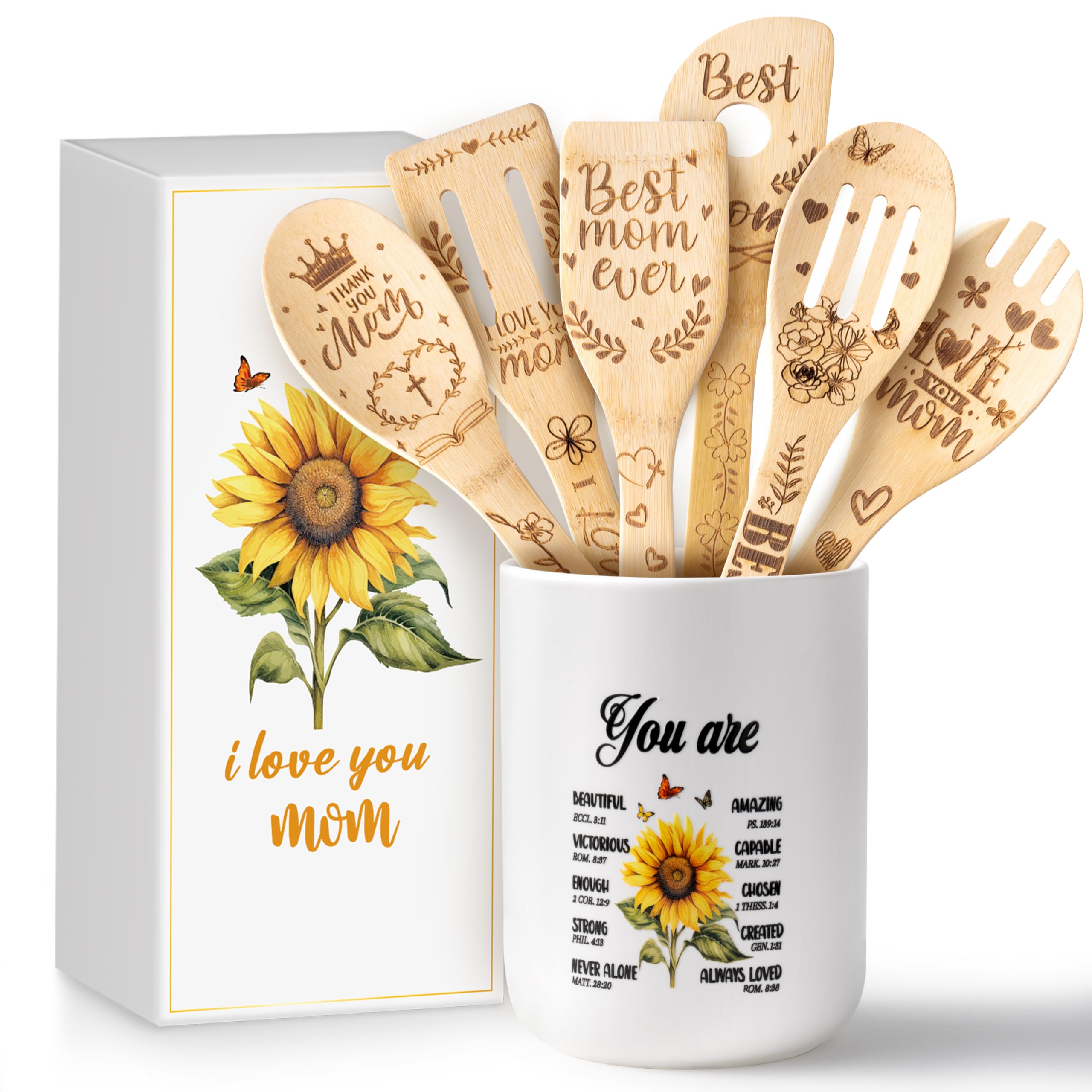 Amazon.com: CJiangpo Mom Cooking Utensils Set - Sunflower Ceramic ...