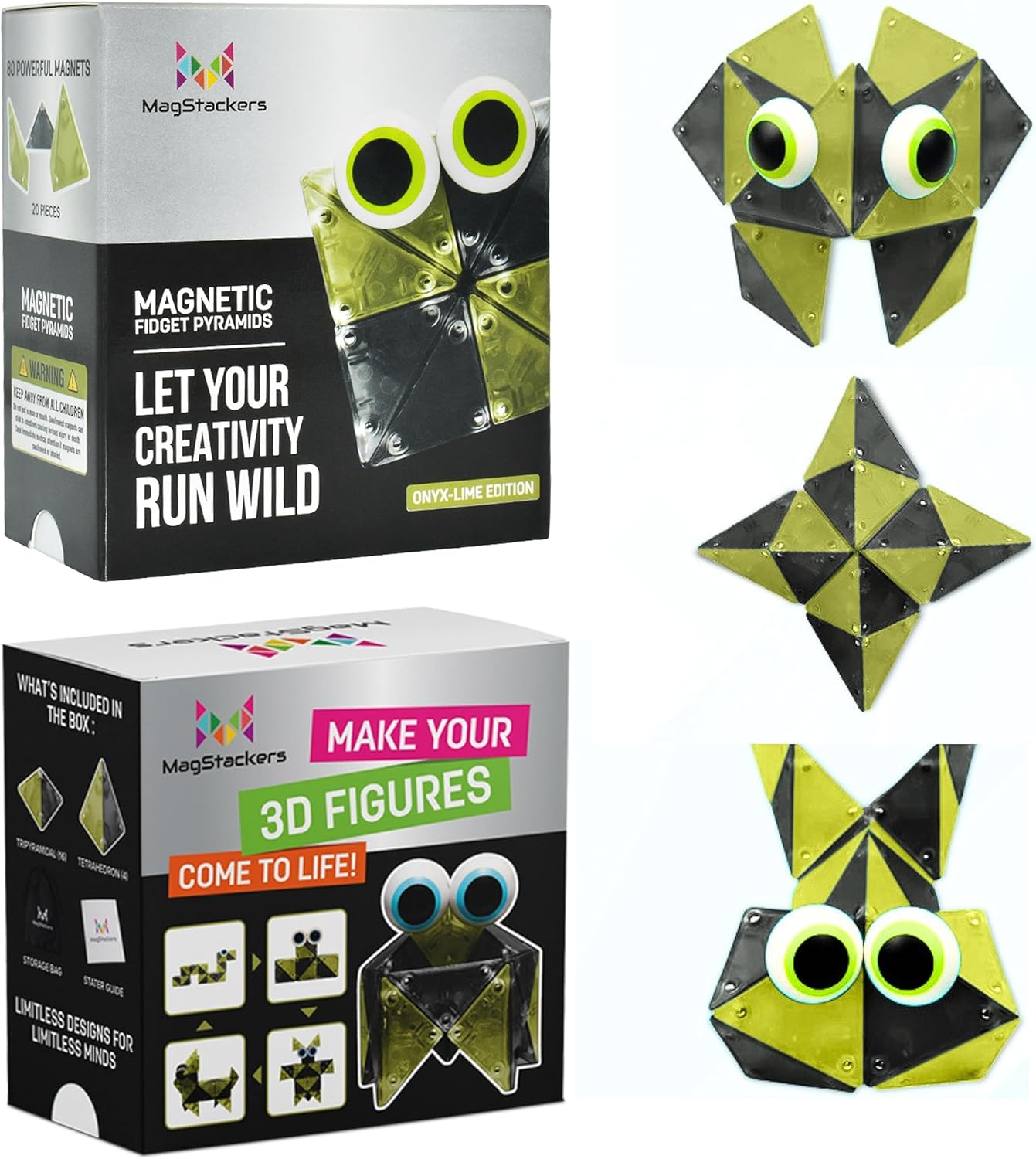 Amazon.com: MagStackers Magnet Fidgets for Kids - 22 Pc Magnetic Tiles ...