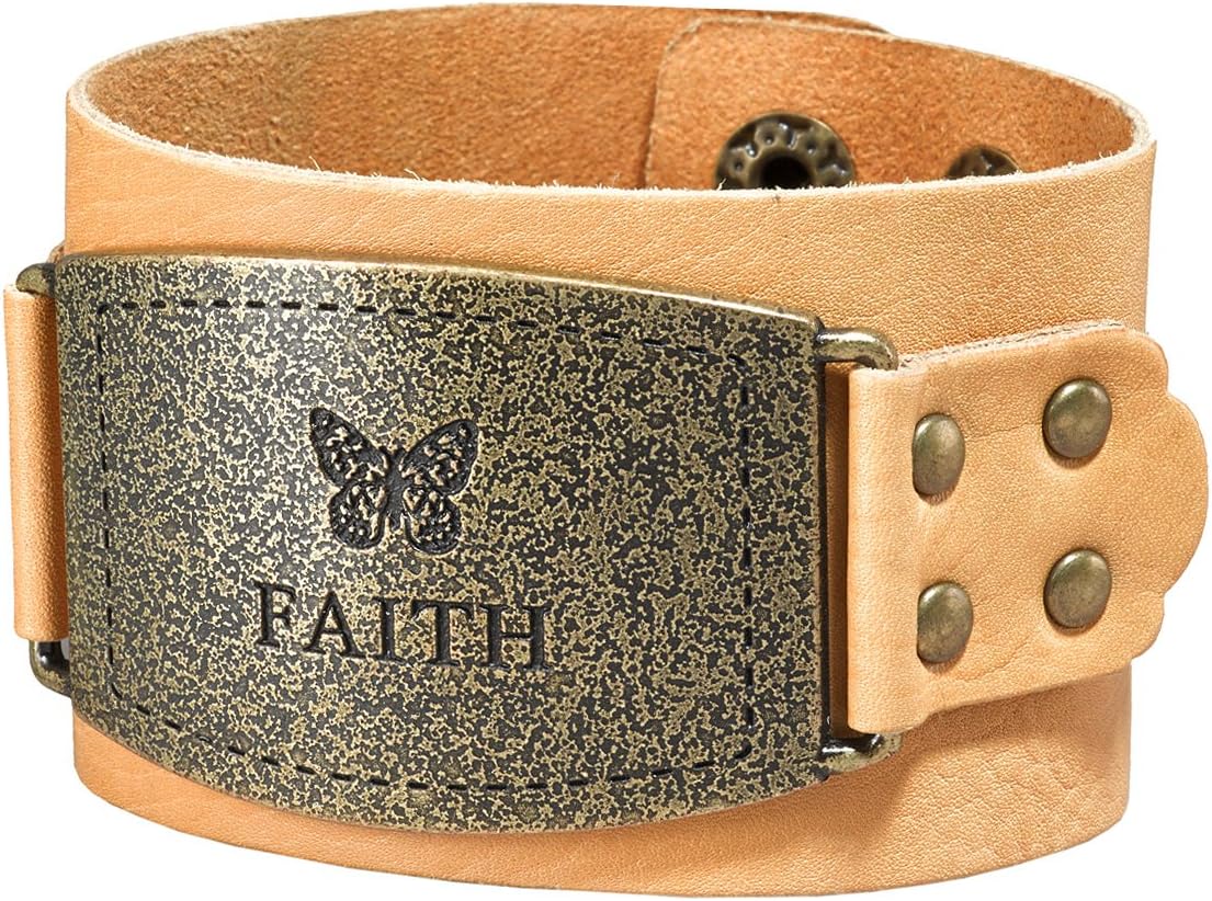 Amazon.com: Ladies Leather Christian Cuff Wristband w/"Faith" Buckle ...