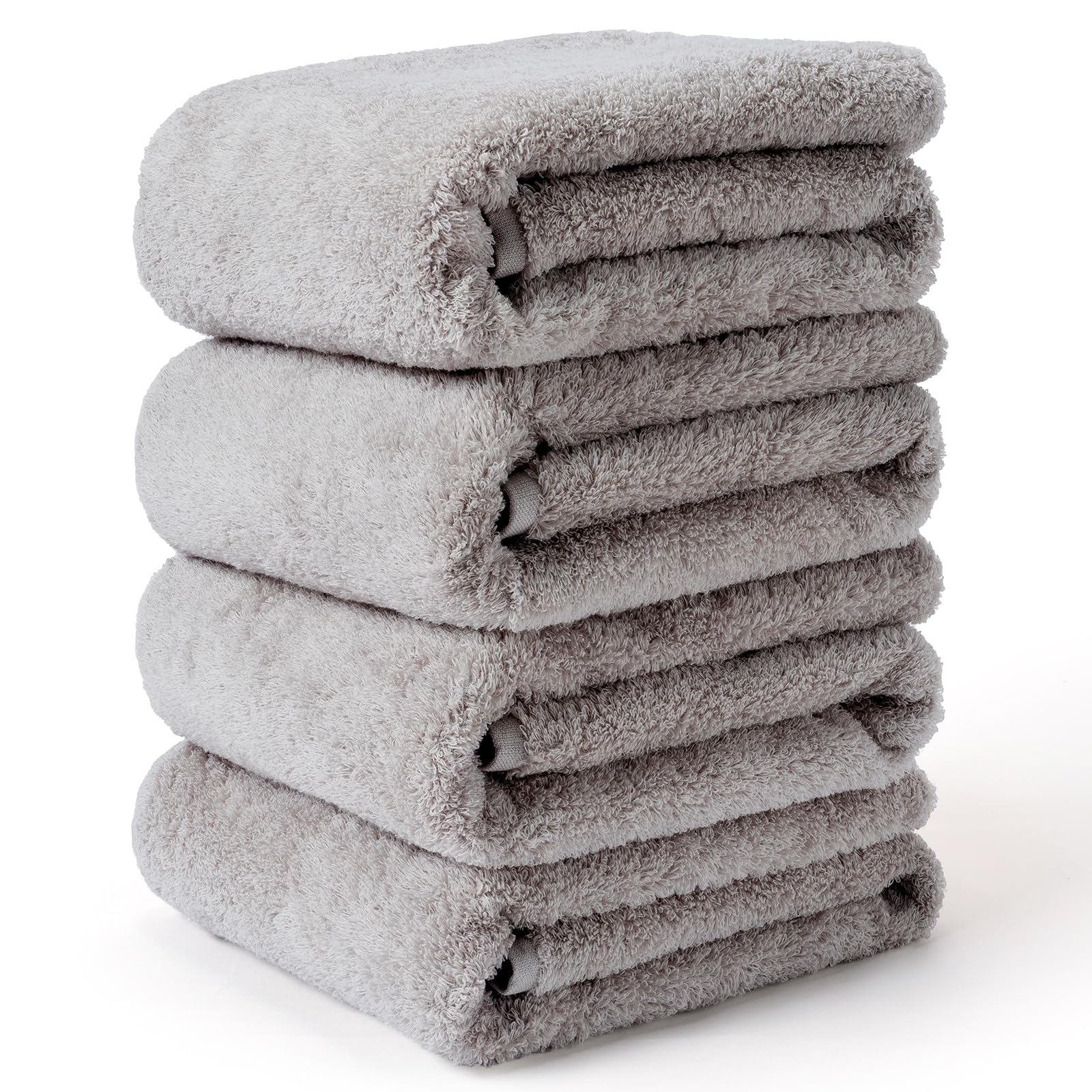 Amazon｜AIFY スリムバスタオル 4枚セット 綿100% 無撚糸バスタオル 大判 ふわふわ 薄手 肌触りが良い 瞬間吸水 毛落ちしにくい JISの脱毛率基準値0.2%の約66分の1 ...