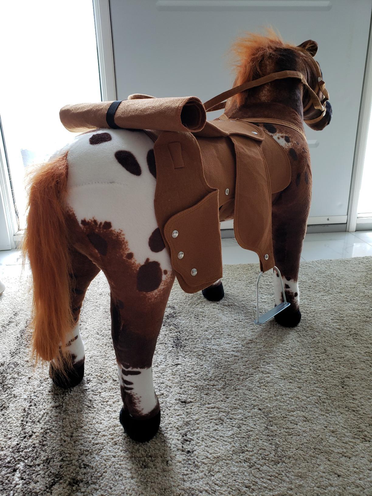 Qaba Standing Ride on Horse Children Cowboy Plush Pony Toy w/Neighing ...
